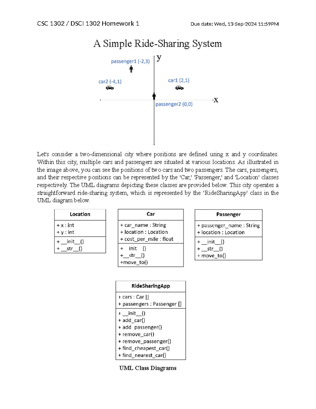 Homework 1 - hw1 - A Simple Ride-Sharing System Let's consider a two ...
