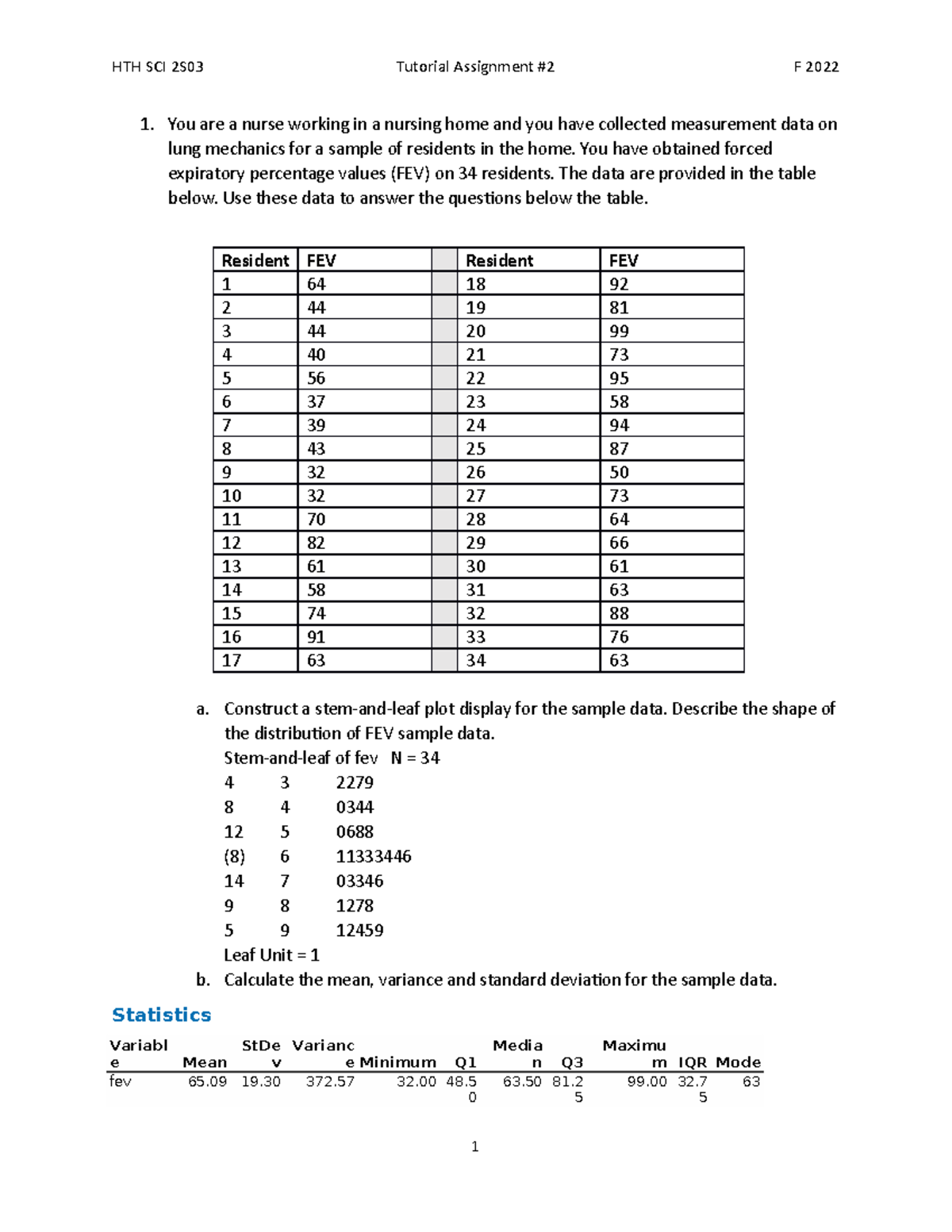 Tutorial Assign 2 - 1. You are a nurse working in a nursing home and ...