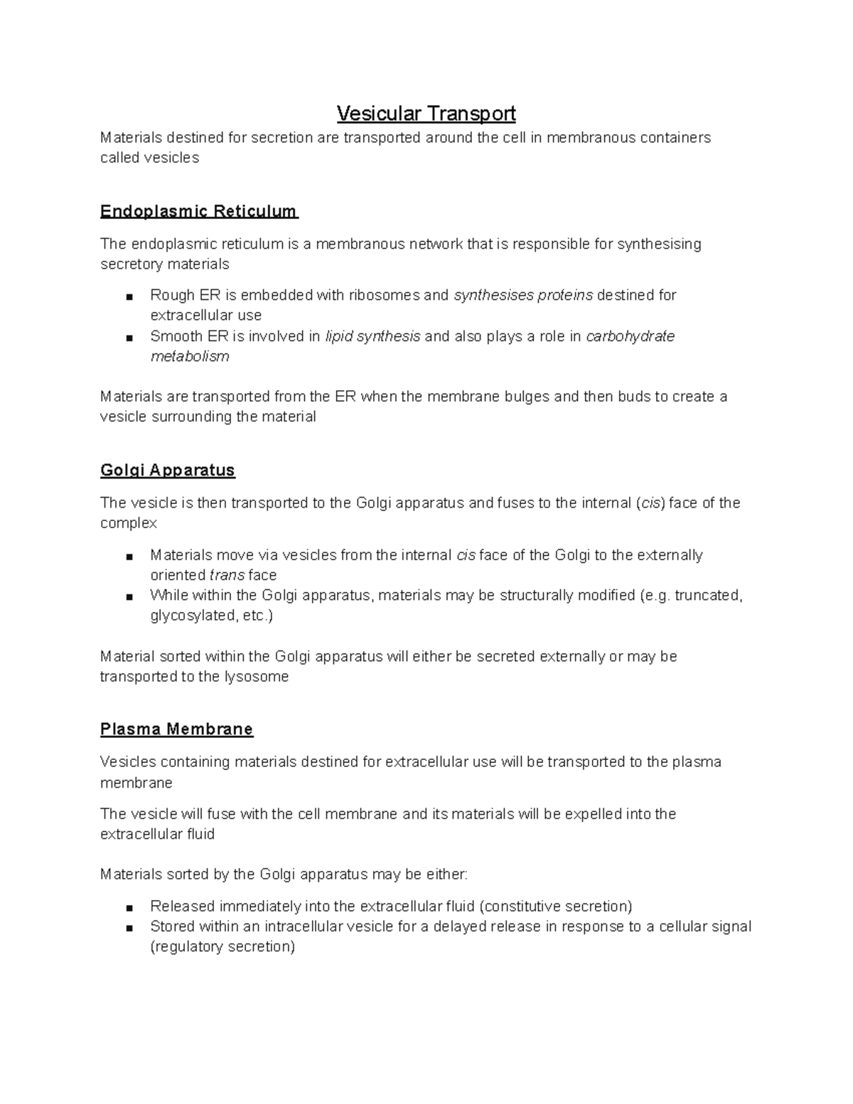 Cell Biology: Membrane Transport - Vesicular Transport - Vesicular ...