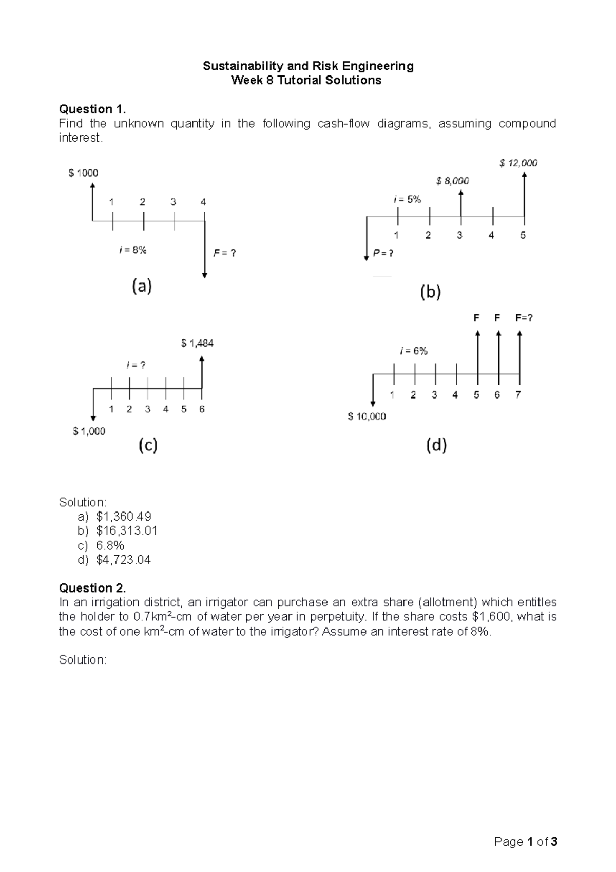 Week 5 Tutorial Solutions - Sustainability and Risk Engineering Week 8 ... Week 5 Tutorial Solutions - Sustainability and Risk Engineering Week 8 ...