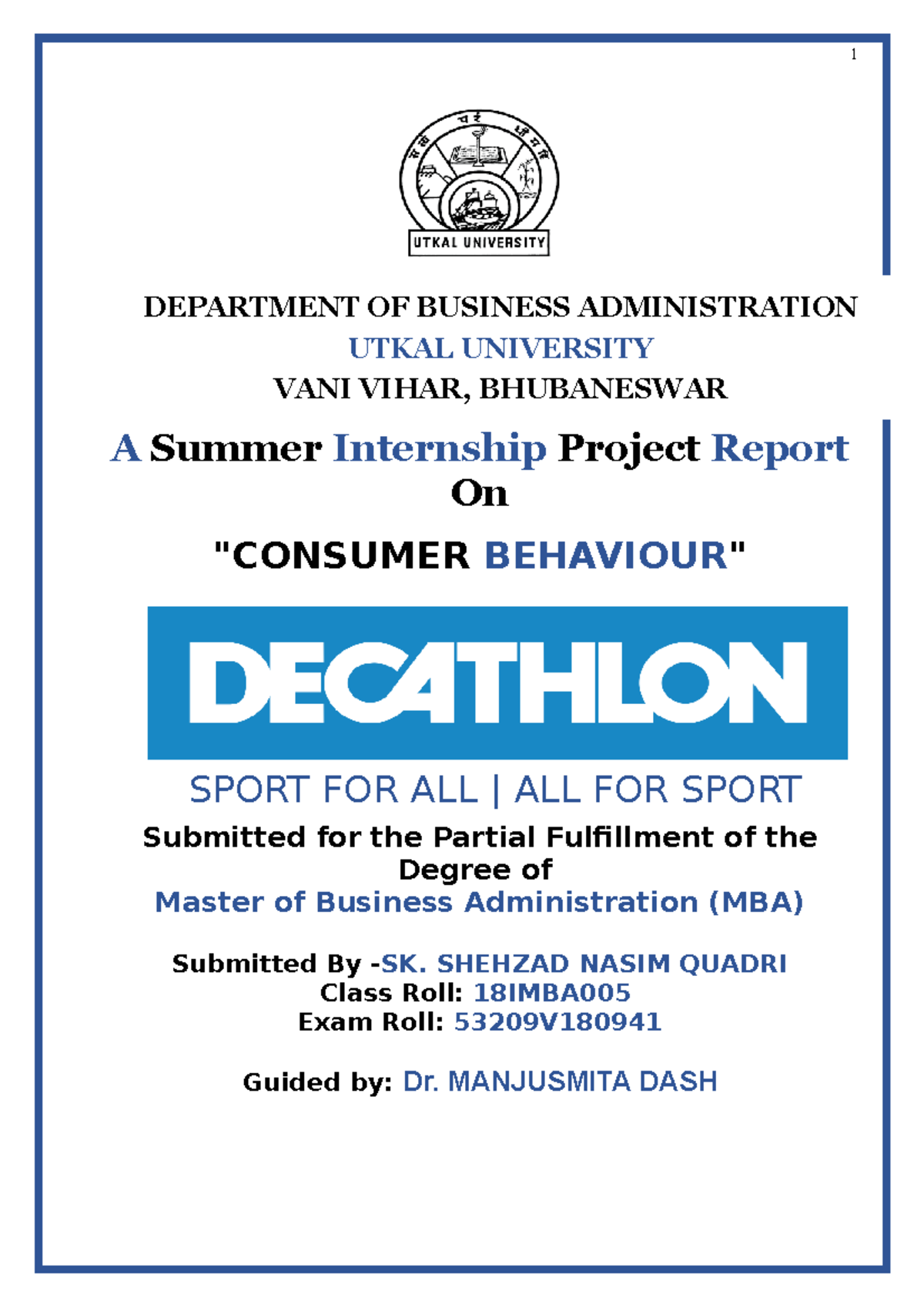 Summer internship report on Decathlon DSI - A Summer Internship Project ...