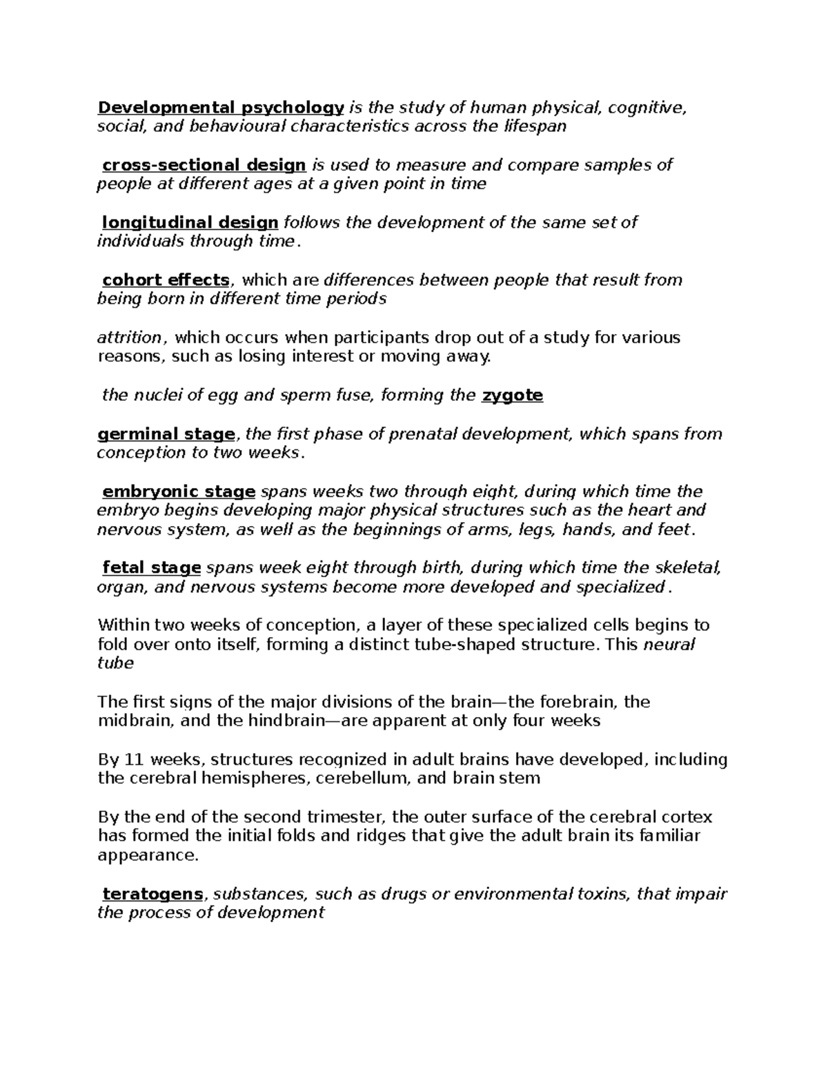 Psychology Chapter 10 - Developmental psychology is the study of human ...