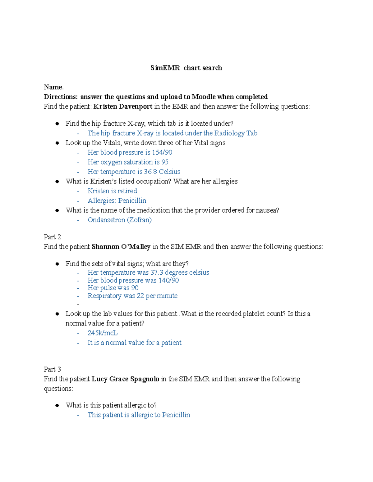Sim EMR chart search - N SimEMR chart search Name: Marlenie Sanchez ...