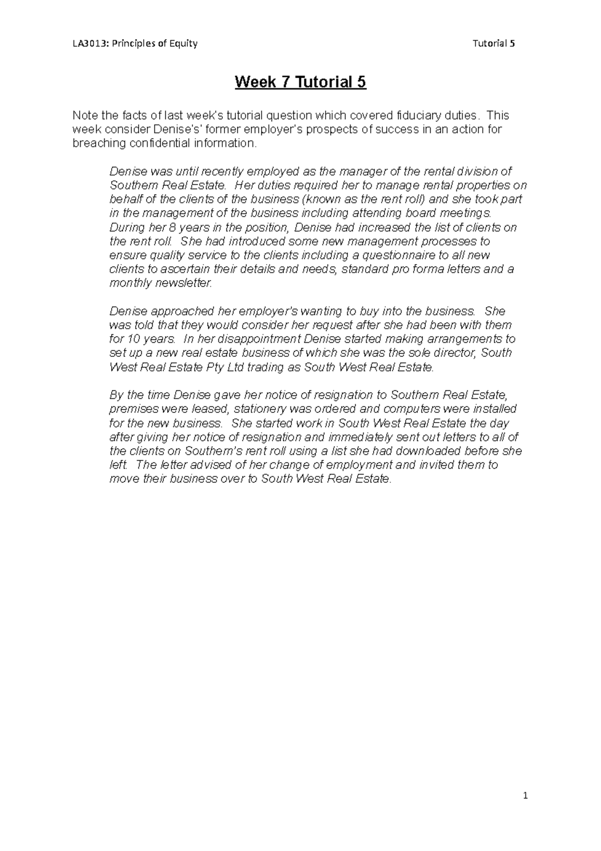 Tutorial 5 (Week 7) - LA3013:03 - JCU - Studocu