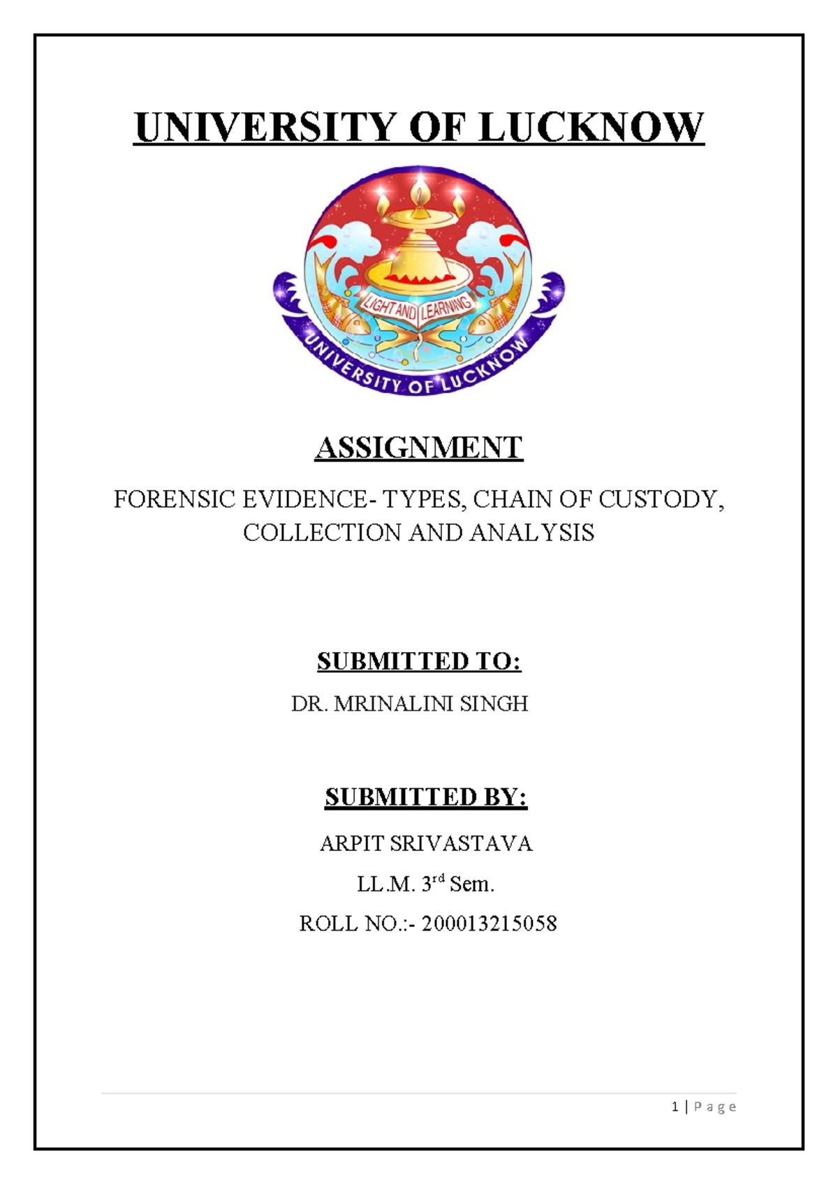 Ilide - QQQQQQQQQQQQQQQQQQQQQQ - UNIVERSITY OF LUCKNOW ASSIGNMENT ...