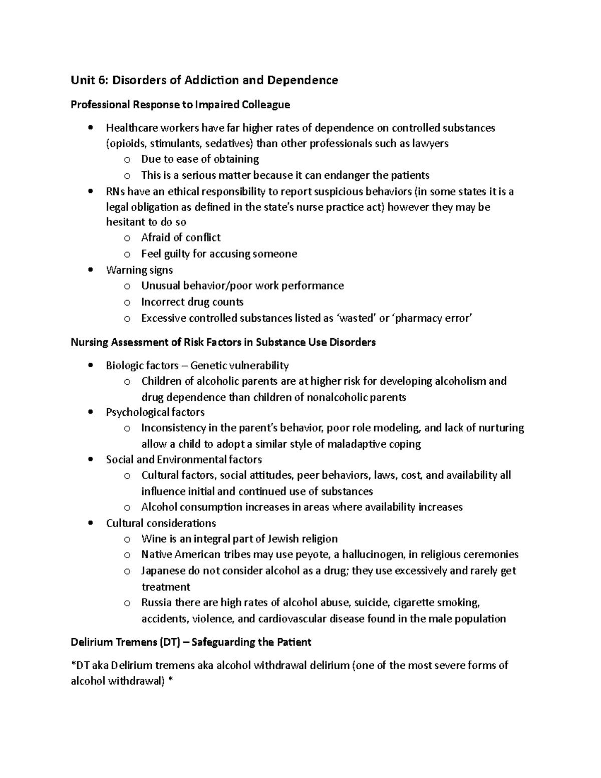 Mental Health Substance Abuse Study Guide - Unit 6: Disorders of ...