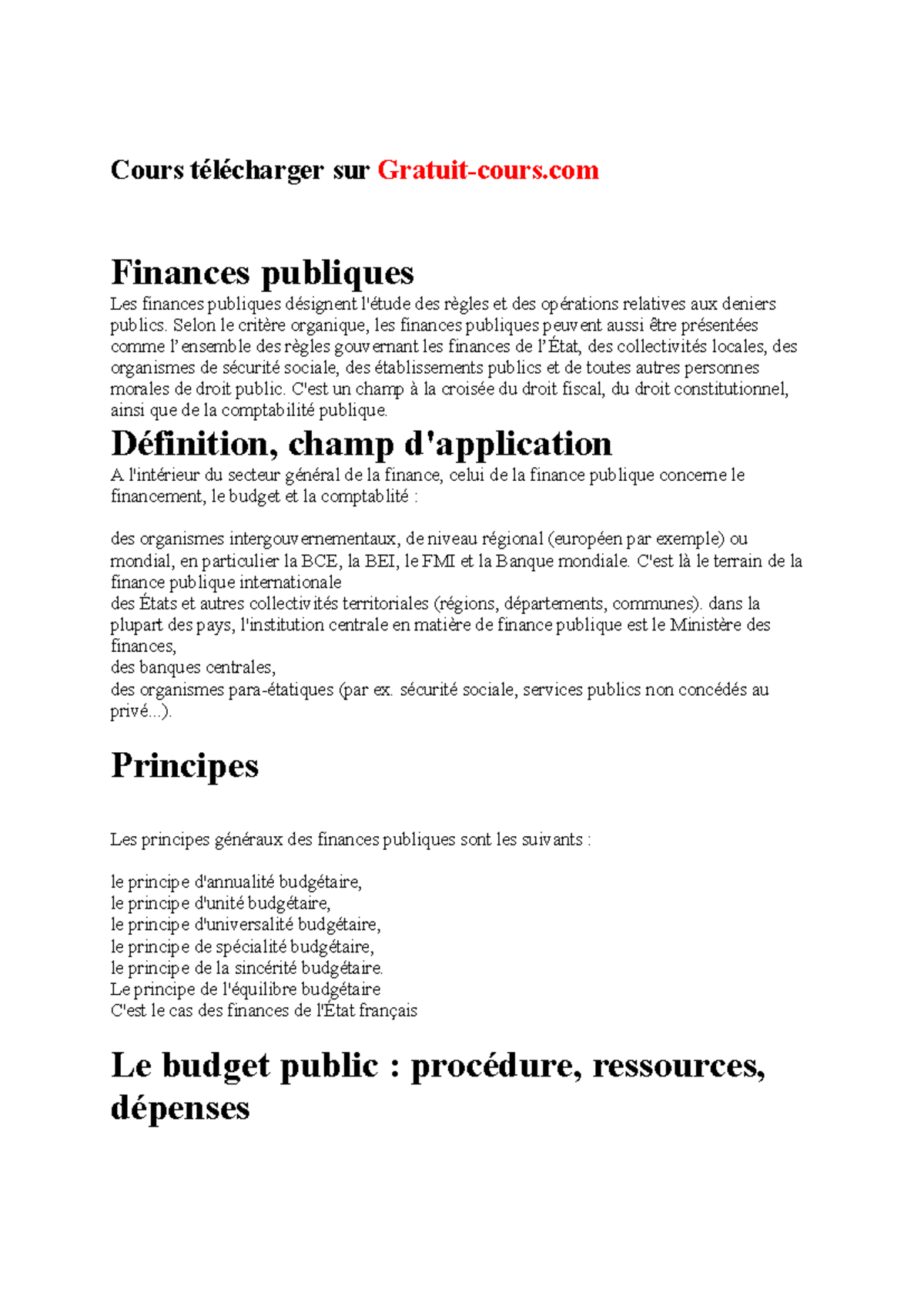 86879611 Finance Publique Finances - Cours télécharger sur Gratuit ...