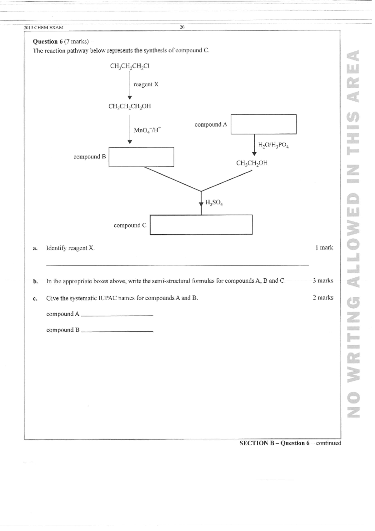 Scanned Exam Questions Reaction Pathway Examples - 2013 CHEM EXAM 20 ...