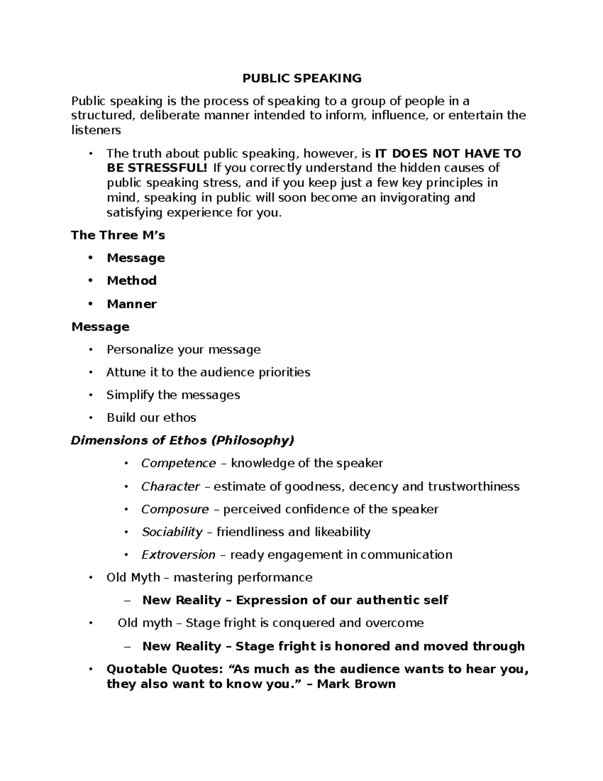 Public Speaking - PUBLIC SPEAKING Public speaking is the process of ...