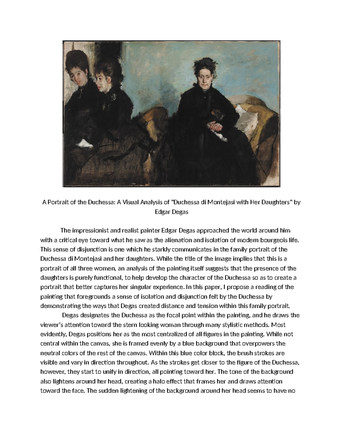 Degas Essay B - here - A Portrait of the Duchessa: A Visual Analysis of ...
