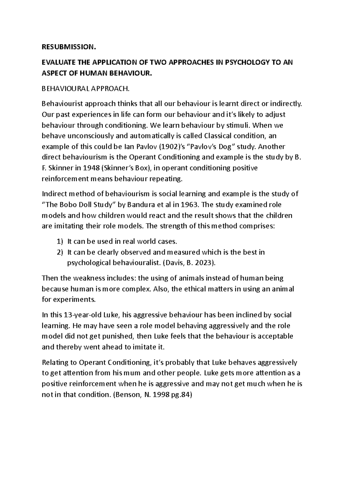 Resubmission - passed - RESUBMISSION. EVALUATE THE APPLICATION OF TWO ...