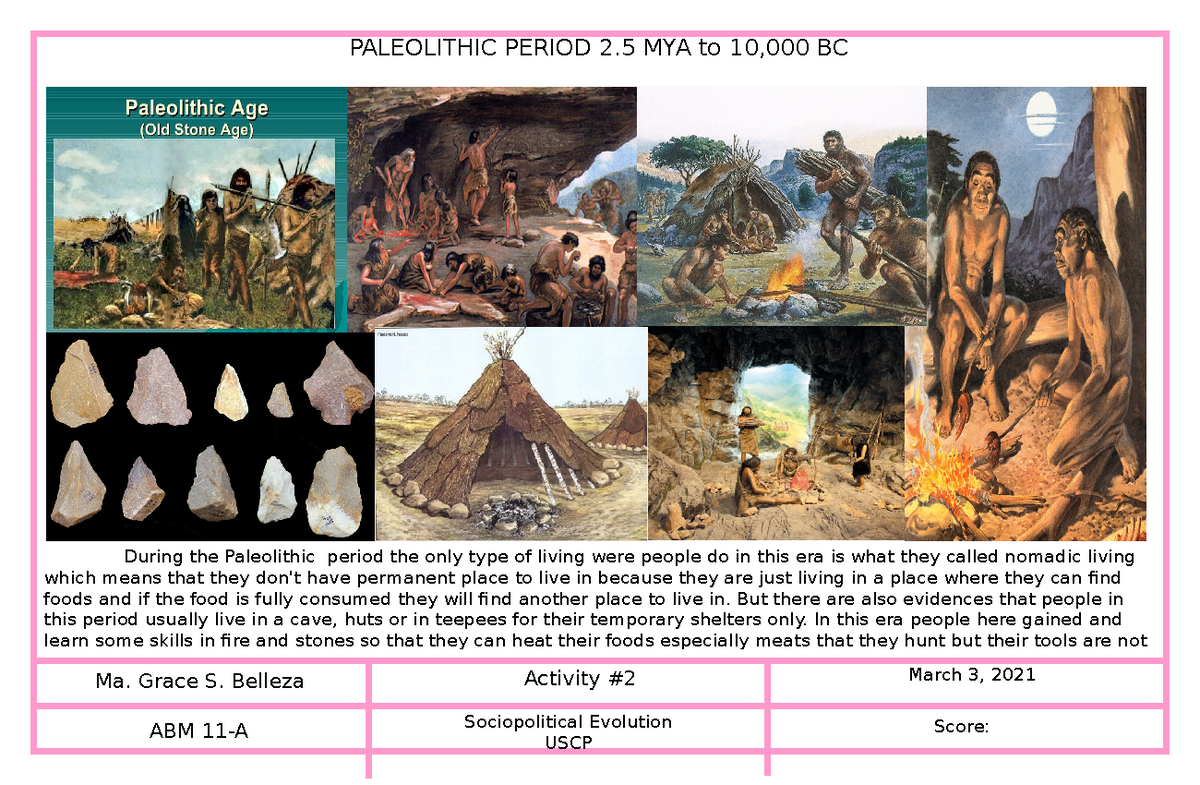 UCSP - Assignment in Understanding Culture and society - PALEOLITHIC ...