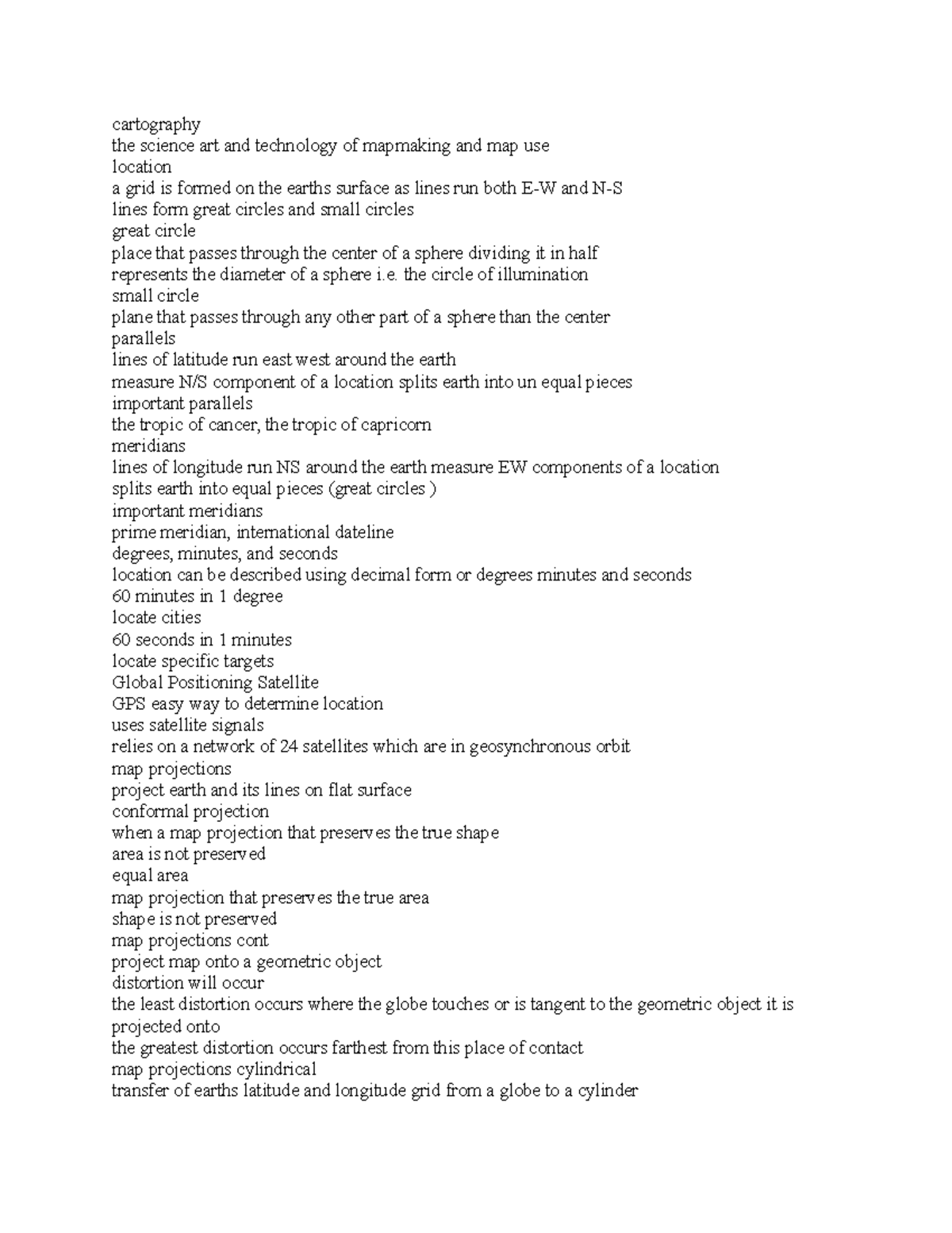 Geo 3 - notes - cartography the science art and technology of mapmaking ...