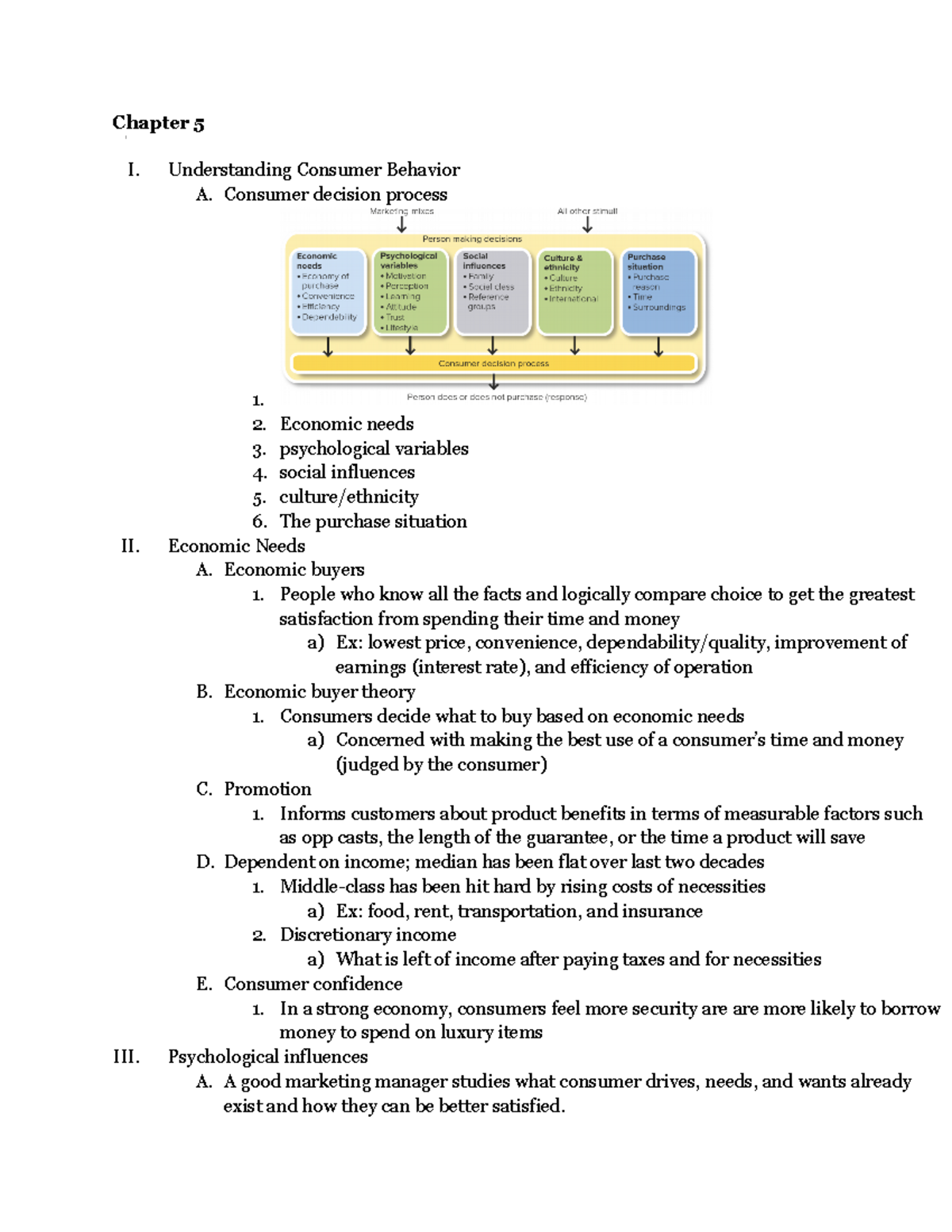 Marketing 300 Chapter 5 - Chapter 5 I. Understanding Consumer Behavior ...