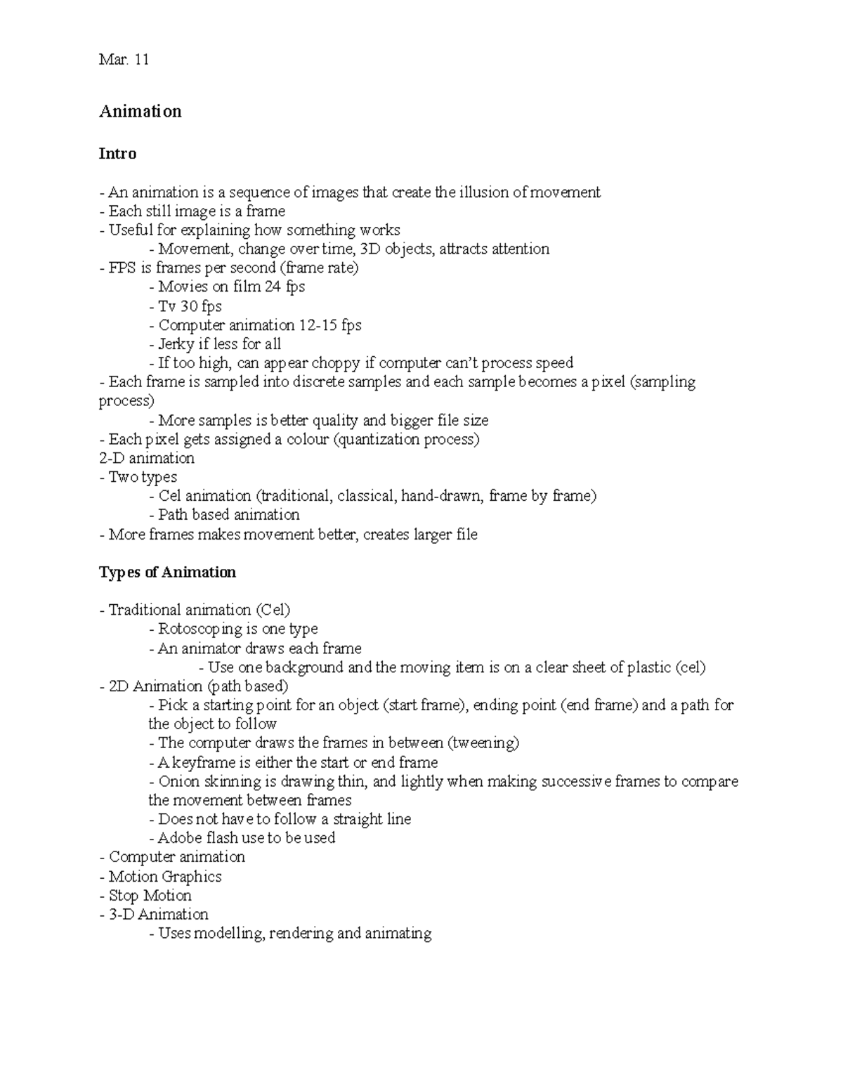 Comp Sci Lecture 8 copy - Animation Intro An animation is a sequence of ...