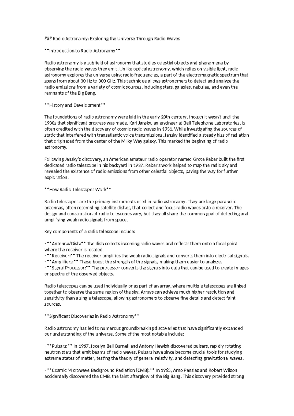 Radio Astronomy - class notes of physics - Radio Astronomy: Exploring ...