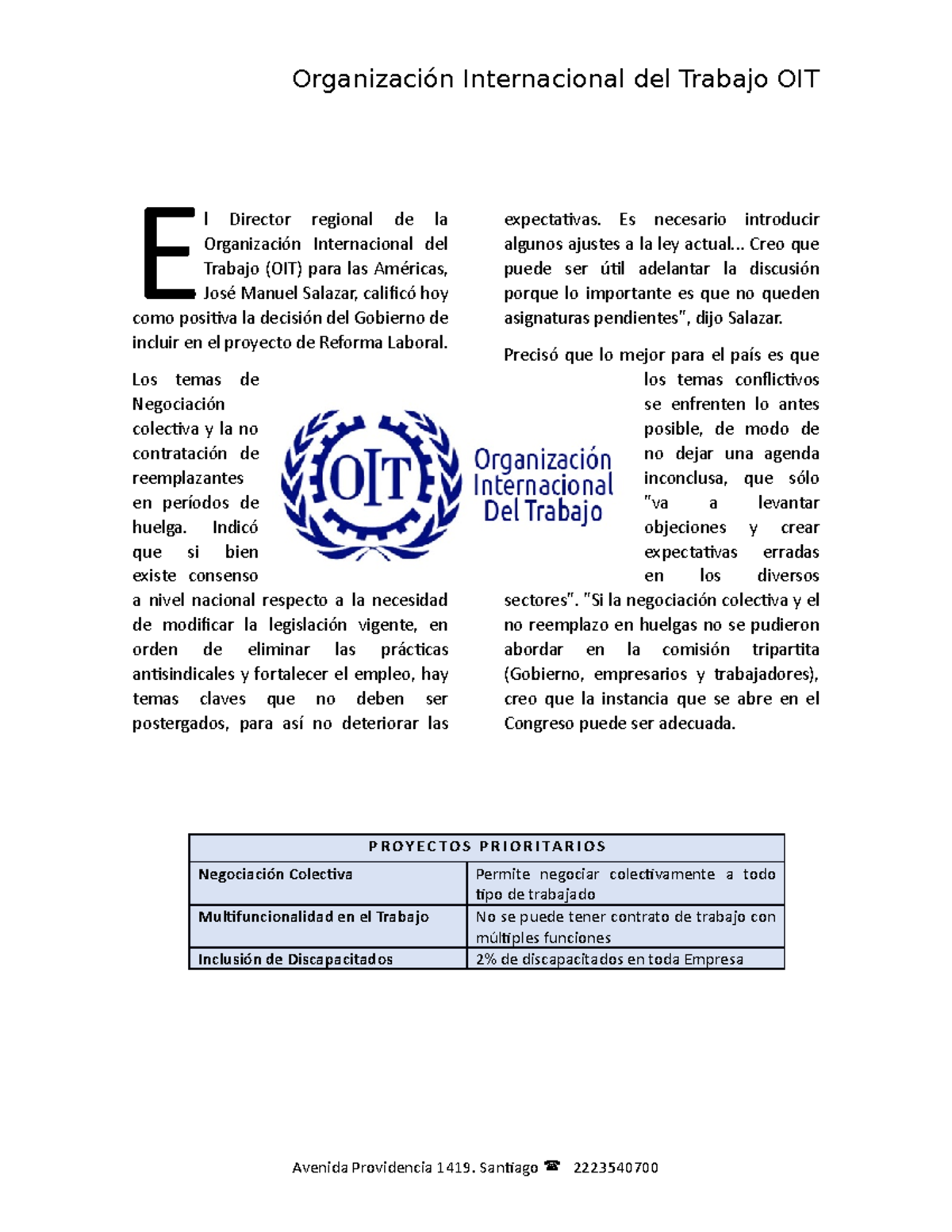 Actividad ol 22 - finanzas - Organización Internacional del Trabajo OIT l Director regional de ...