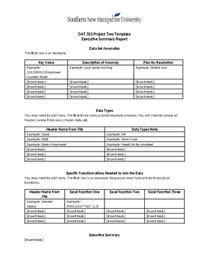 DAT 325 Project Three Template - DAT 325 Project Three Template Data Validation Replace the ...
