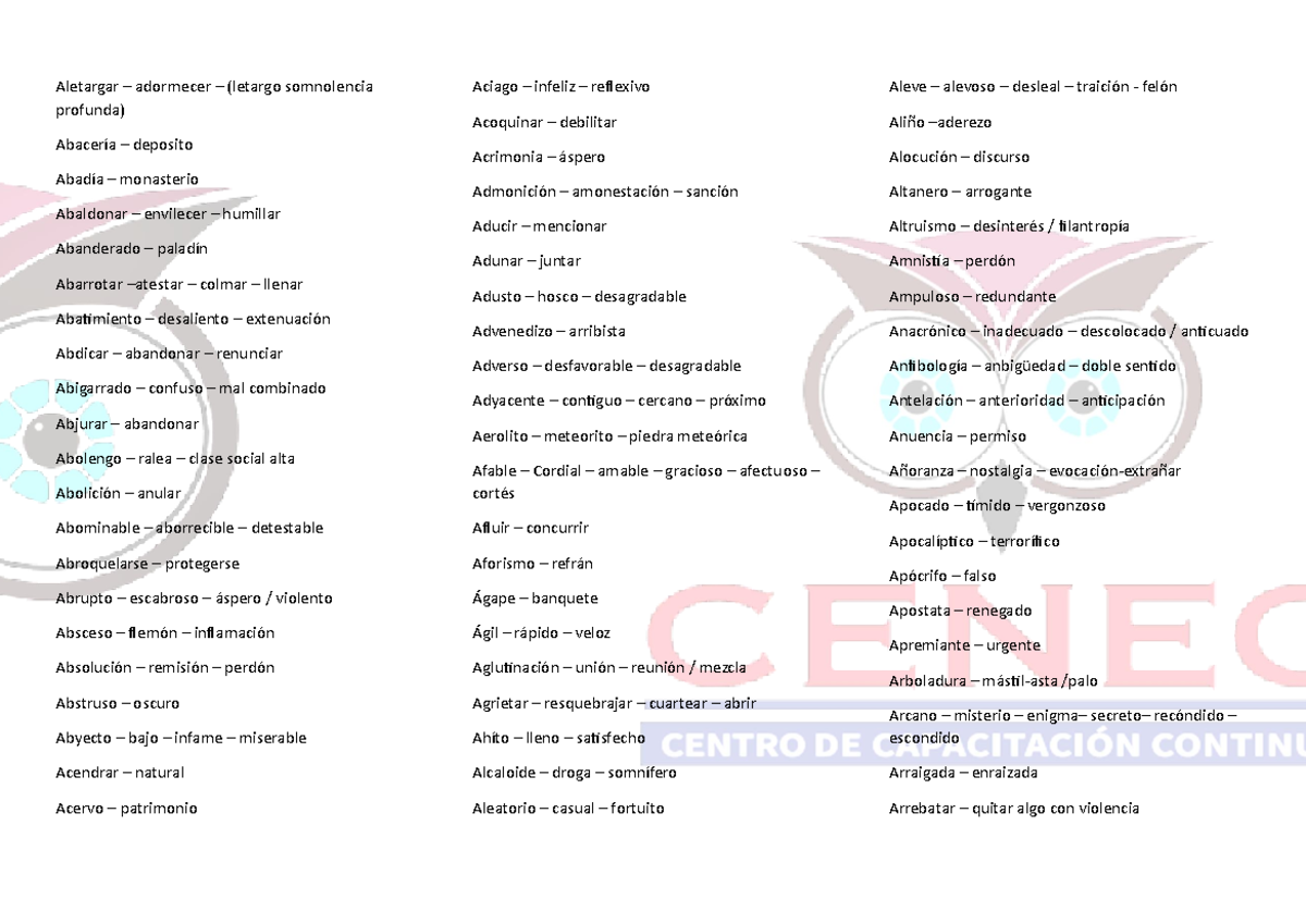 Vocabulario - Aletargar – adormecer – (letargo somnolencia profunda ...