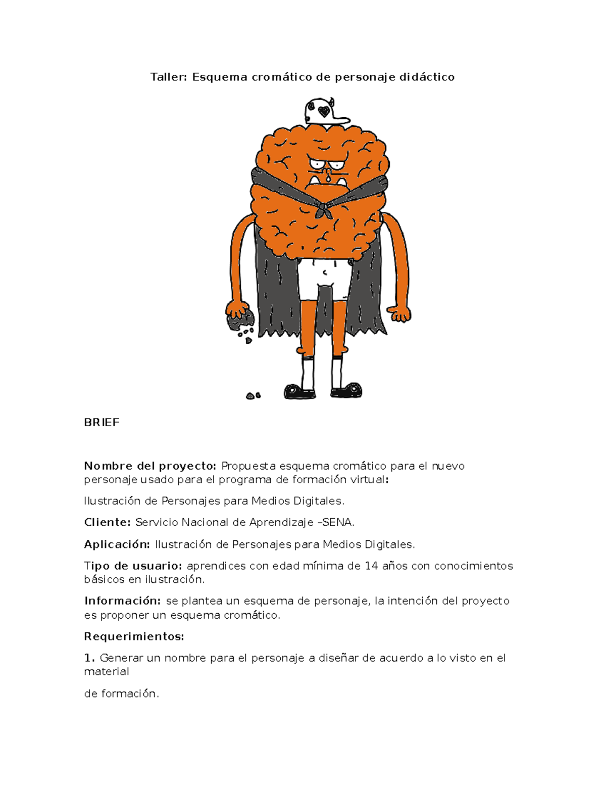 Brief - ejercicio - Taller: Esquema cromático de personaje didáctico ...