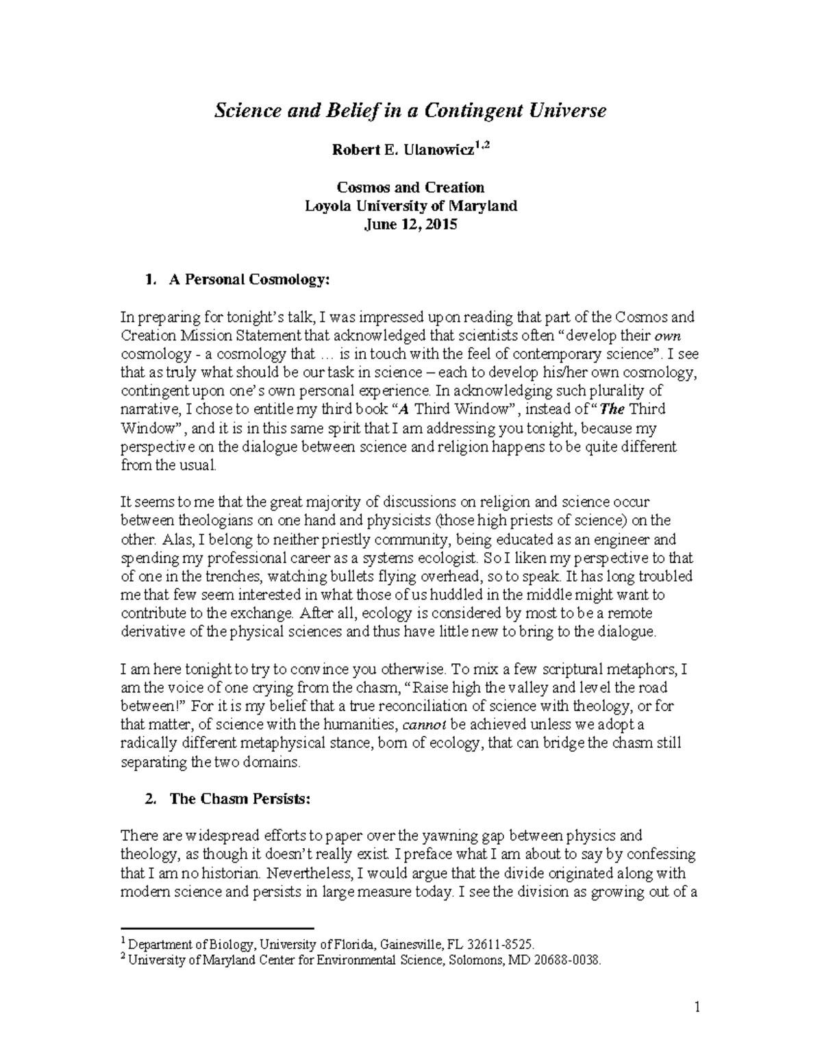 Science-belief - Scientific Belief - Science and Belief in a Contingent ...