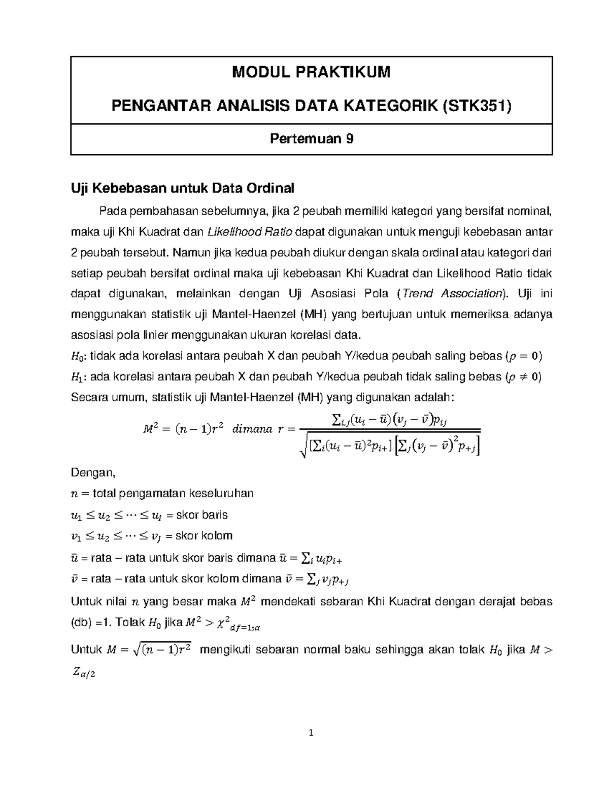 Modul Praktikum PADK 9 - MODUL PRAKTIKUM PENGANTAR ANALISIS DATA ...