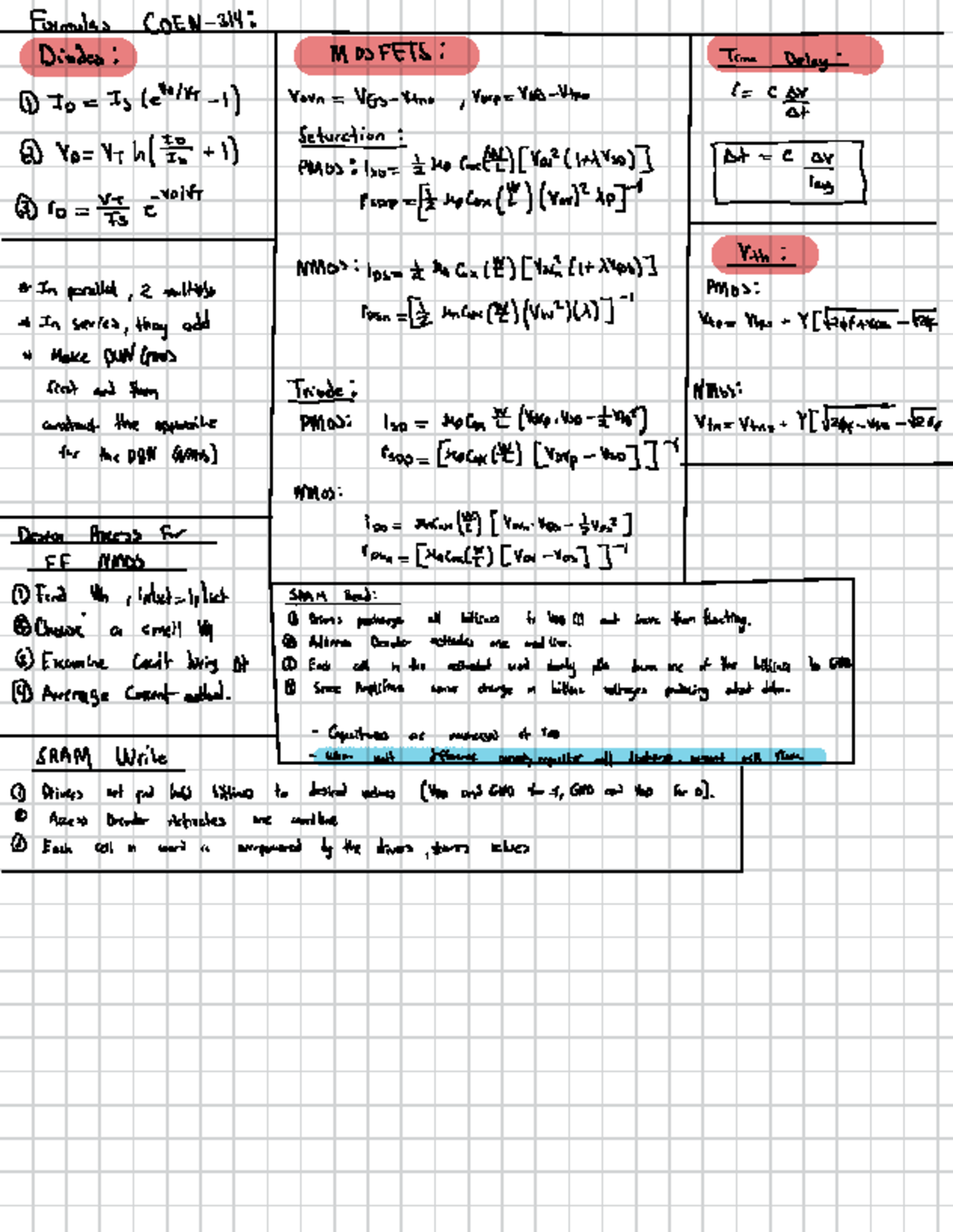 Formula Sheet-2 - COEN 315 - Studocu