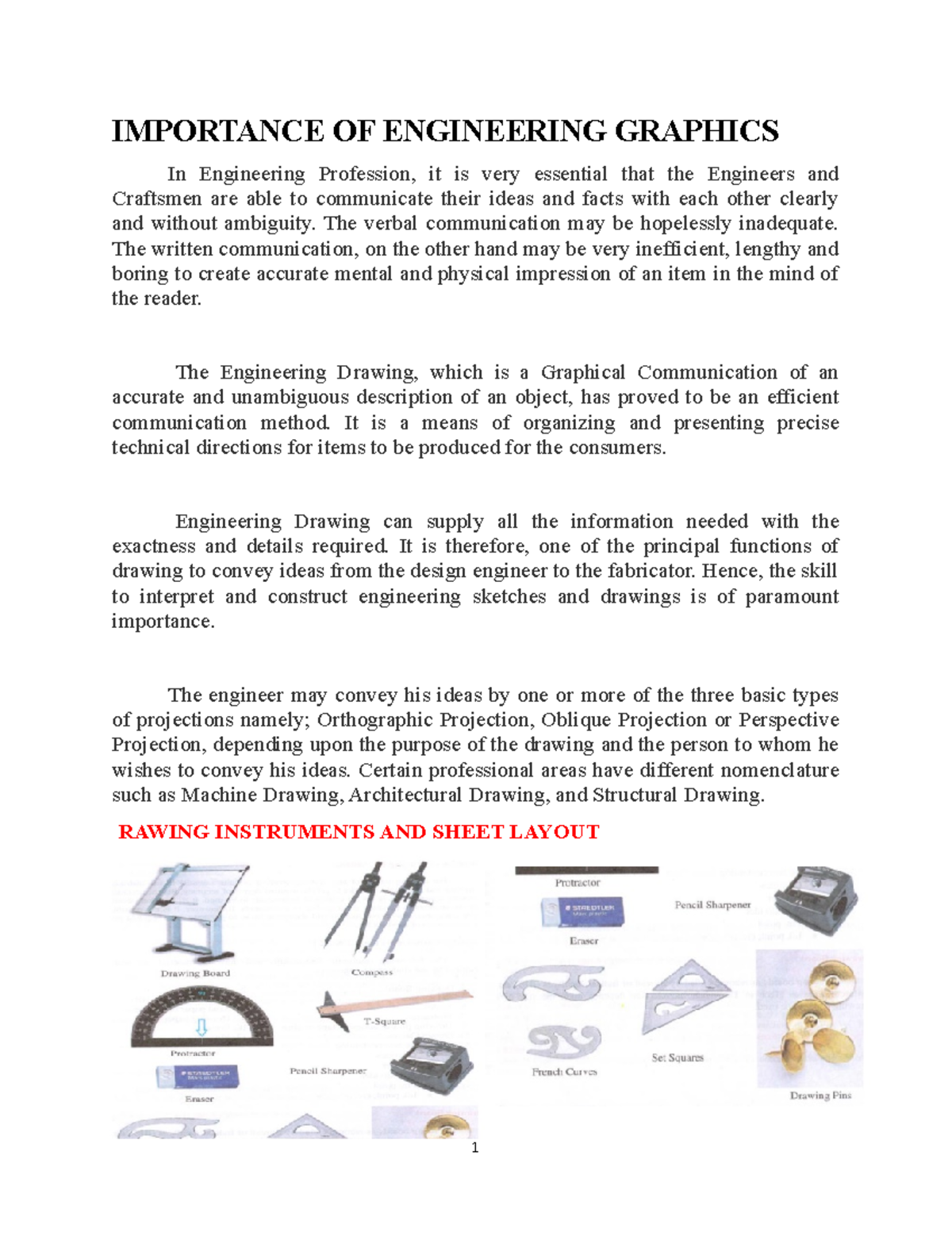 Graphic Engineering Level 1 - IMPORTANCE OF ENGINEERING GRAPHICS In ...