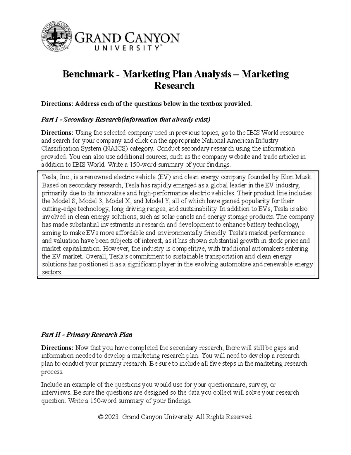 Benchmark 3 - wasn't too bad. - Benchmark - Marketing Plan Analysis ...