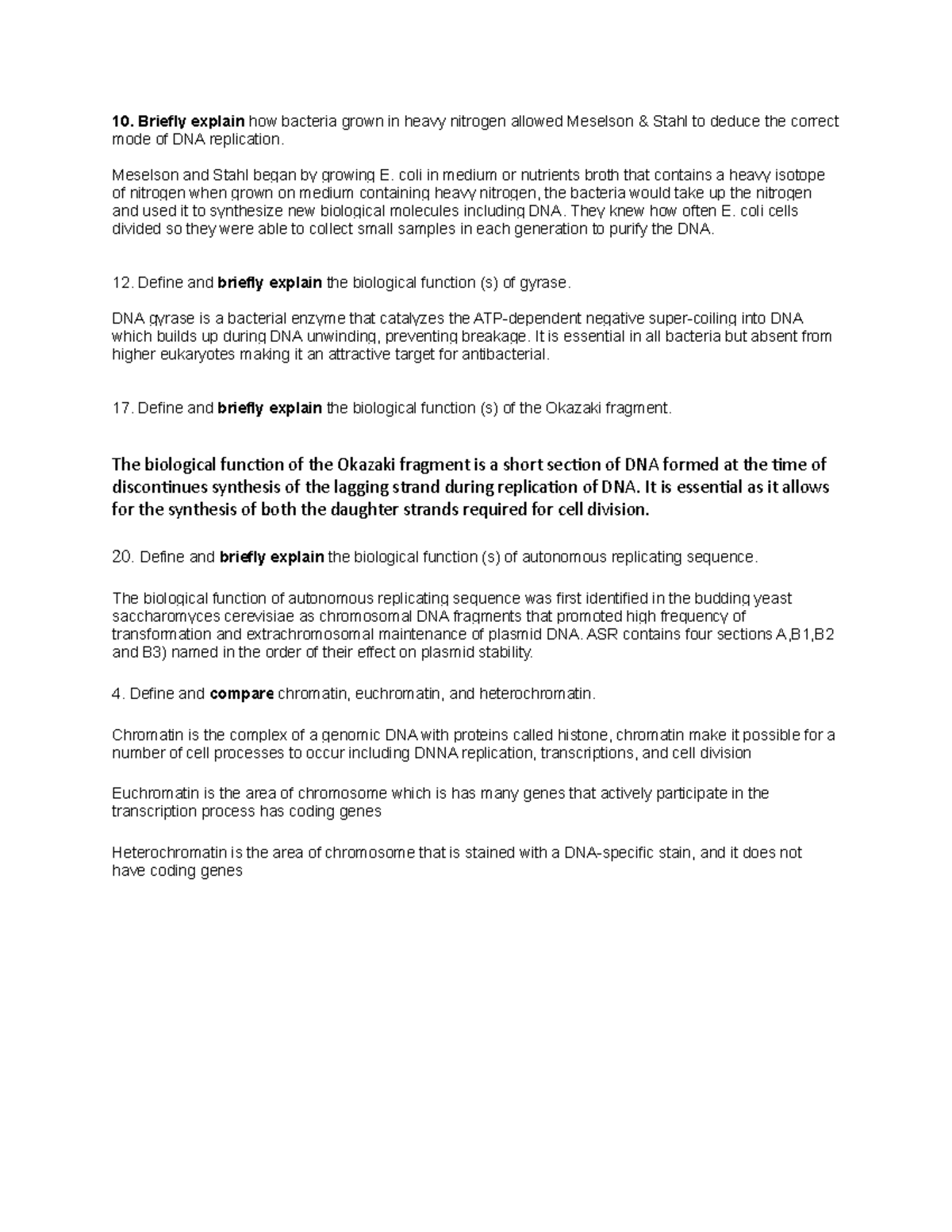 Bio 329 work - one of the assignments for chapter 3-6 - 10. Briefly ...