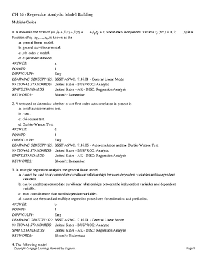 CH 14 Simple Linear Regression - Multiple Choice 1. In simple linear regression, r 2 is the a ...
