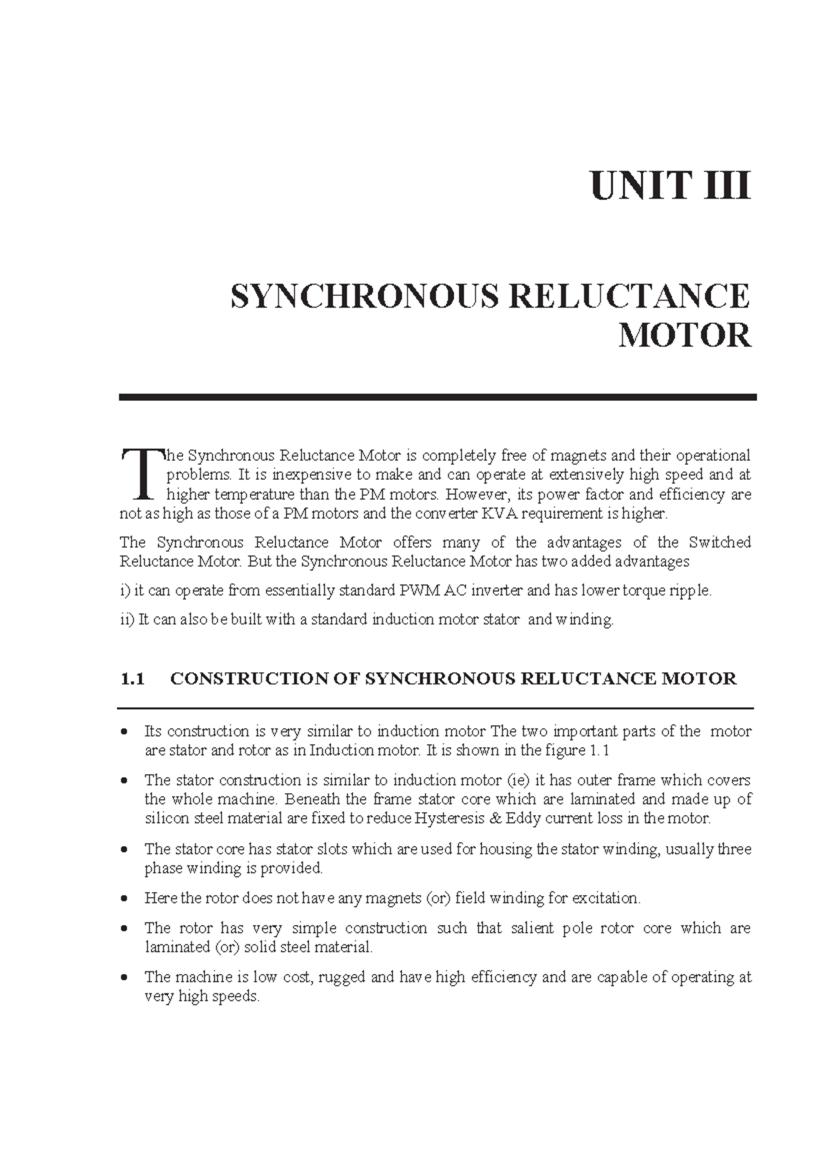Unit 3 - special machines - UNIT III SYNCHRONOUS RELUCTANCE MOTOR he ...