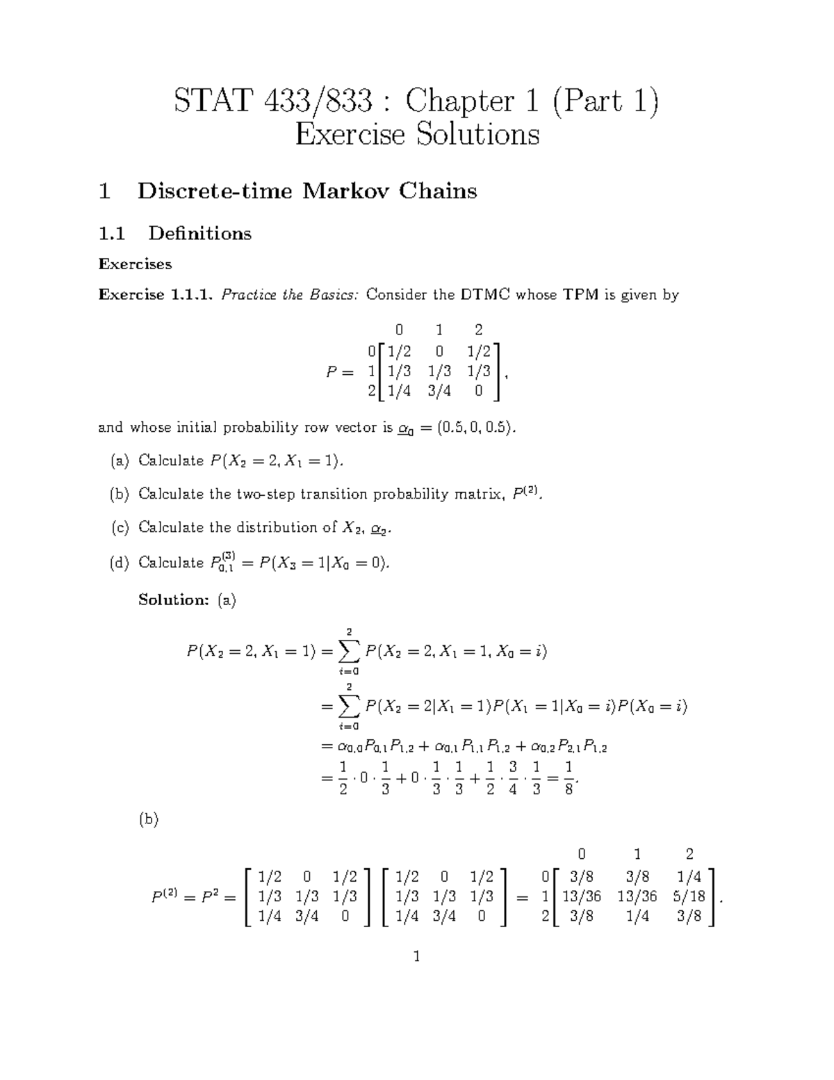 P5083ac - Exercise Solutions ch.1 - STAT 433/833 : Chapter 1 (Part 1) Exercise Solutions 1 - Studocu