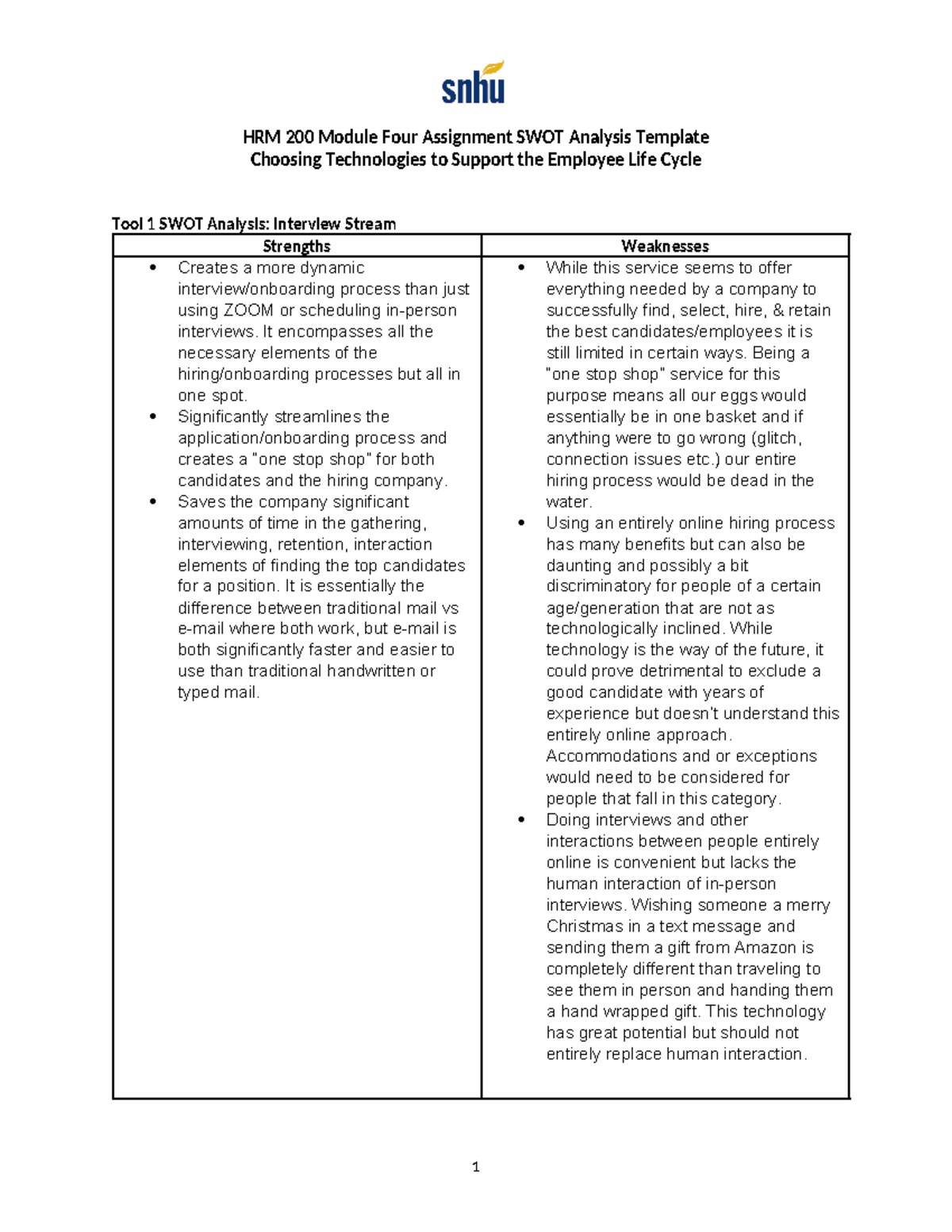 SWOT Analysis - It encompasses all the necessary elements of the hiring ...