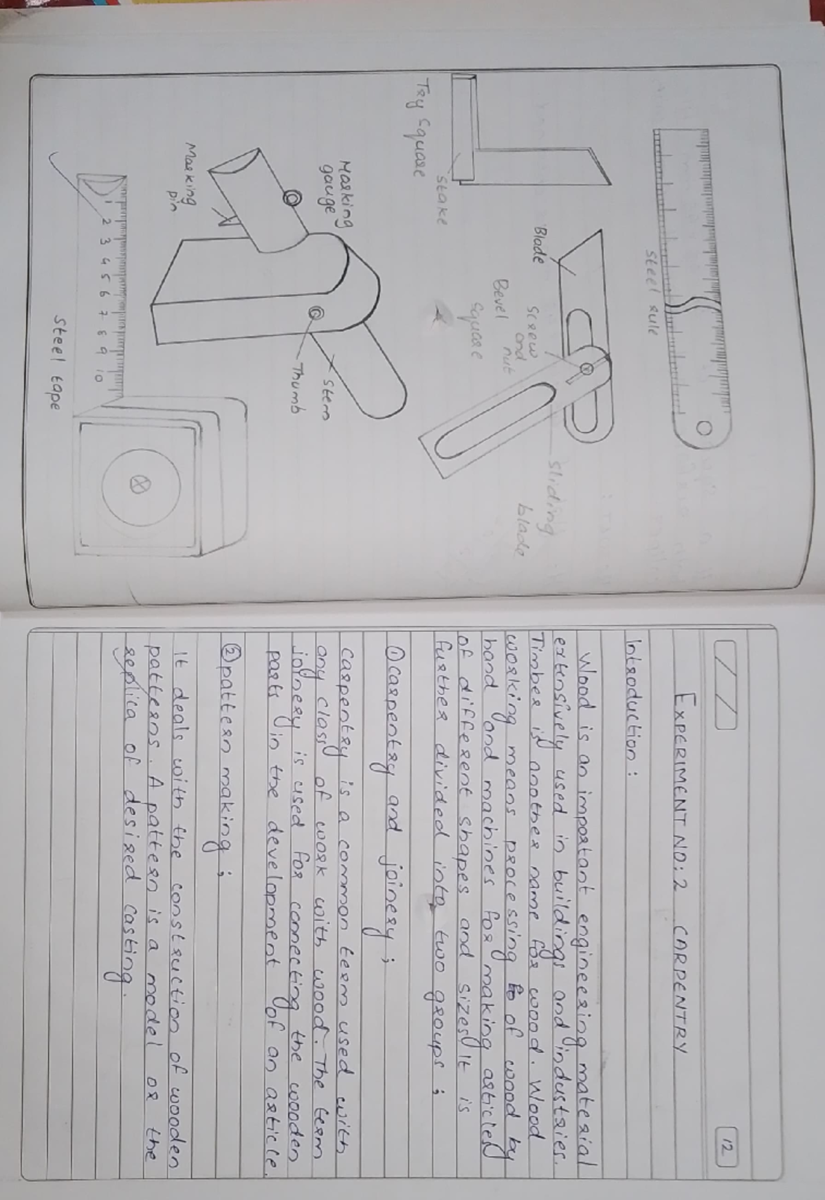 Carpentry - Lab record - 12 mynmTITTrinpynurTryupunmnTTTi O) ExpeRIMENT ...