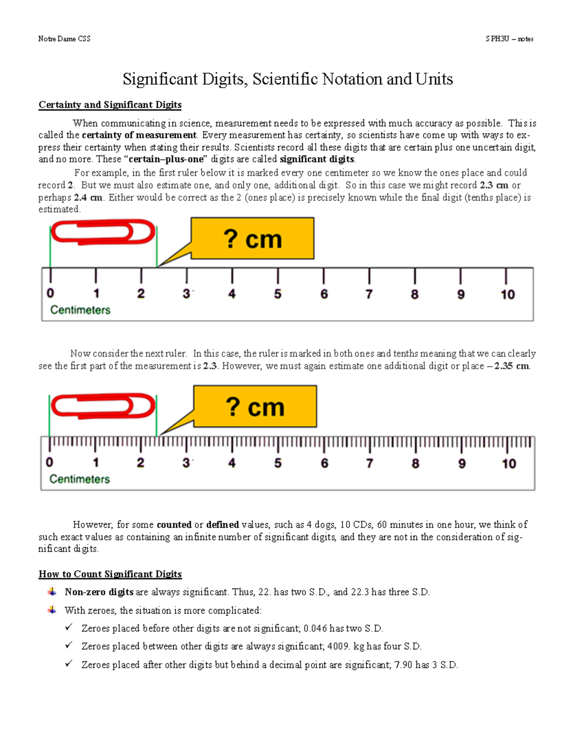 Notes 0.1-significant digits-scientific notation-units-3u - Notre Dame ...
