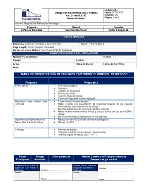 Tarea semana 6 recurso humano - Nombre asignatura Semana X Nombre del estudiante: Fecha de ...