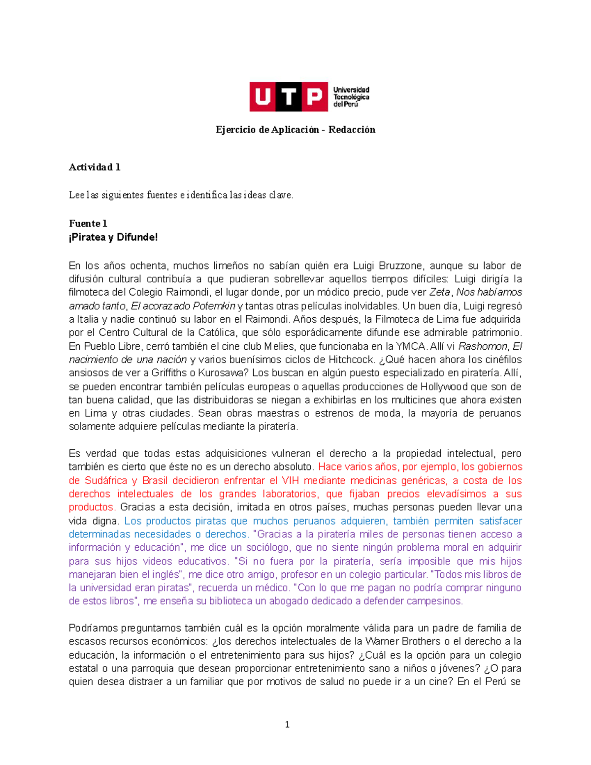 Semana 01 - Tarea - Ejercicio de aplicación-Redacción ( luana Salvatierra) - Ejercicio de ...