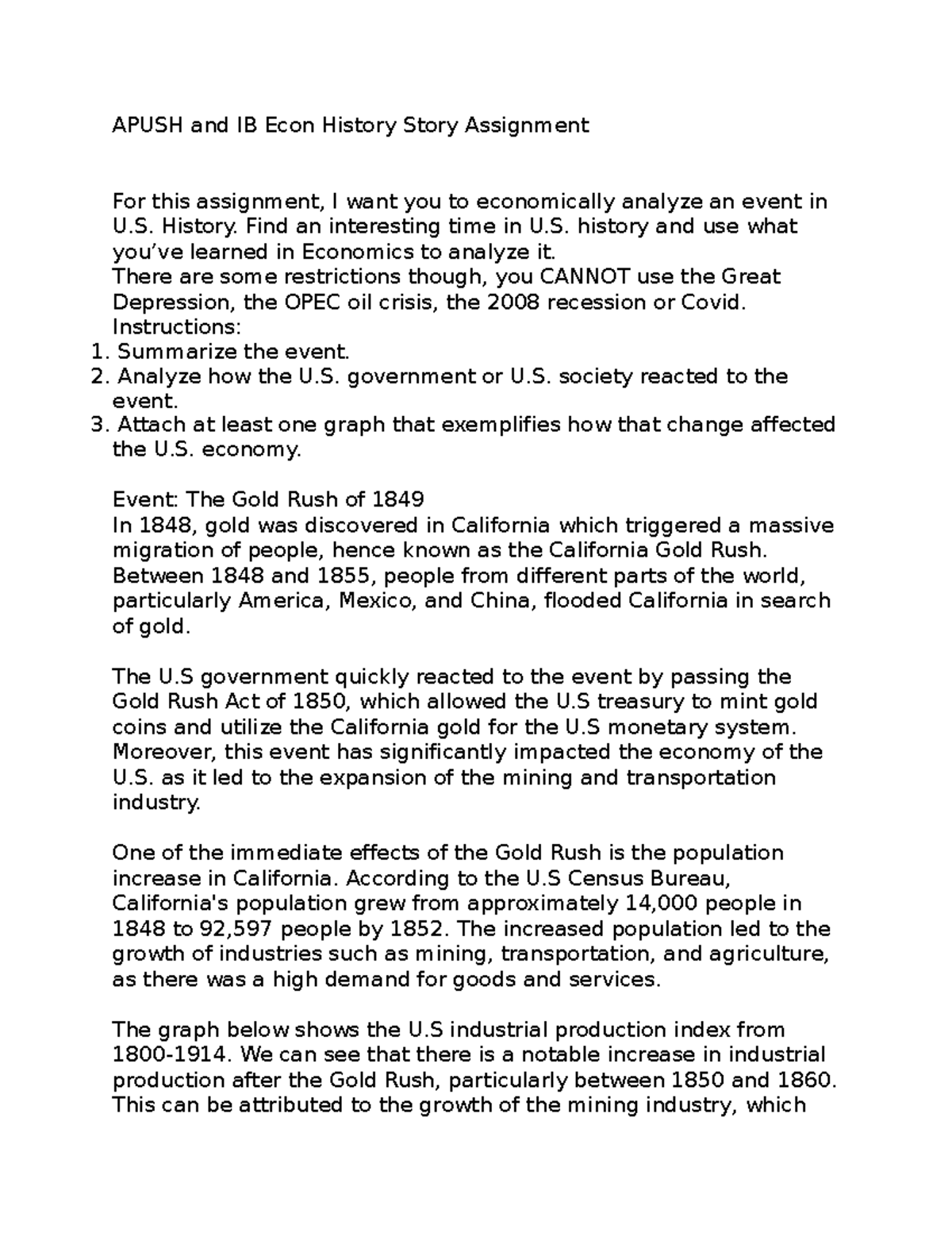 APUSH and IB Econ History Story Assignment - APUSH and IB Econ History ...