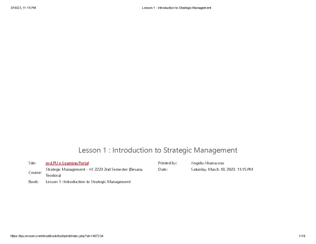 Lesson 1 Introduction To Strategic Management Lesson 1 Introduction lesson-1-introduction-to-strategic-management-lesson-1-introduction