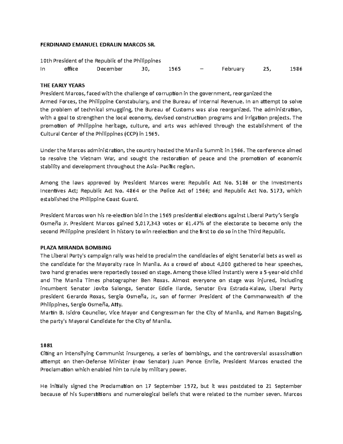 Ferdinand Emanuel Edralin Marcos SR - FERDINAND EMANUEL EDRALIN MARCOS ...