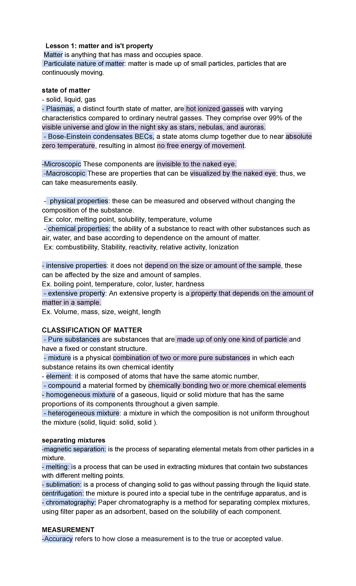 Genchem Reviewer 1ST SEM Midterm - Lesson 1: matter and is't property ...