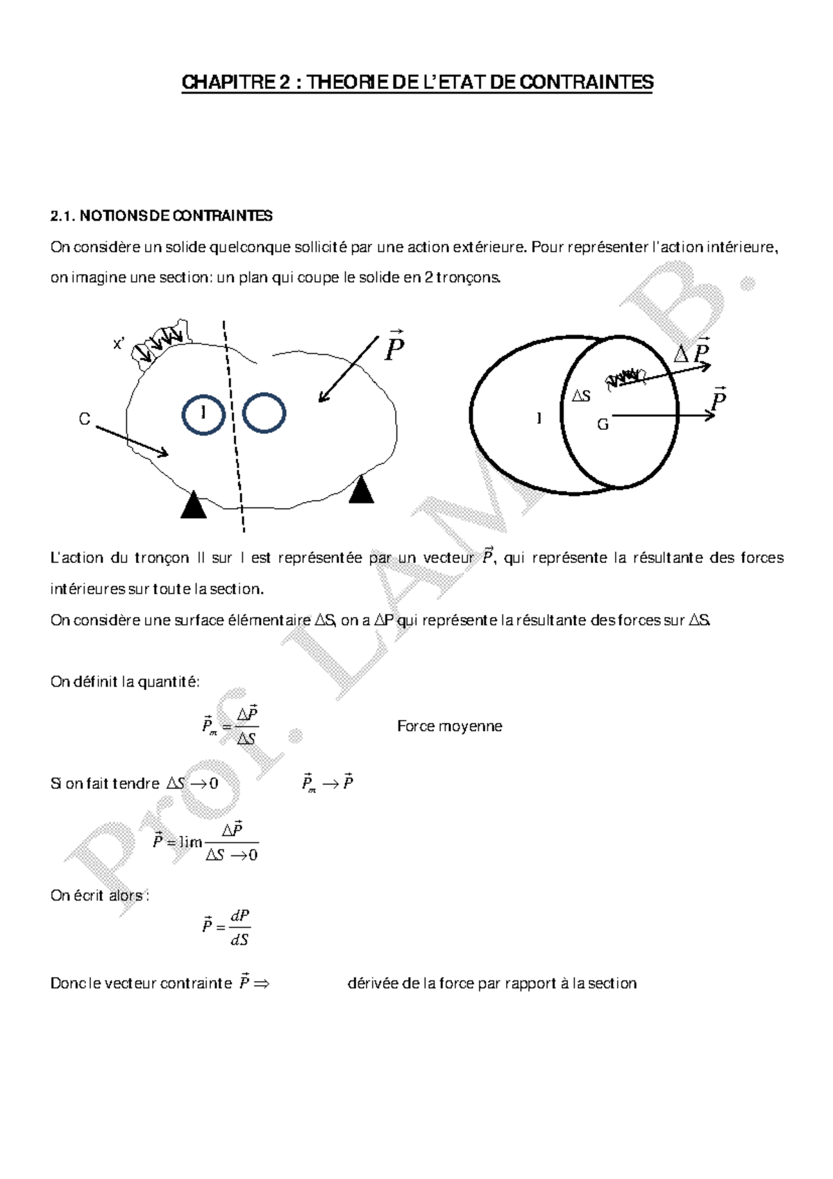 2.1. Notions DE Contraintes - CHAPITRE 2 : THEORIE DE L’ETAT DE ...