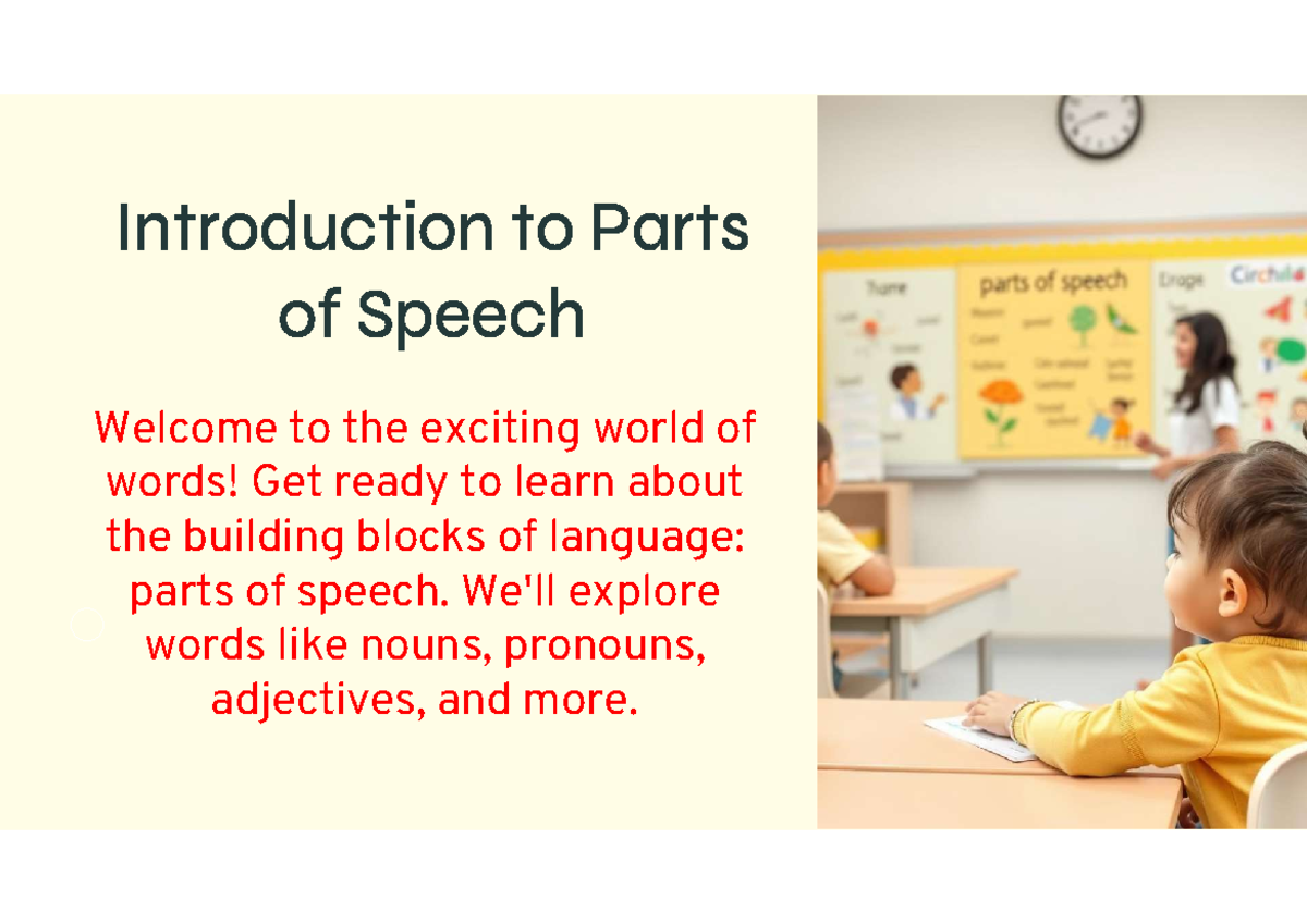 1 - parts of speech-kids - English Language - Introduction to Parts of ...