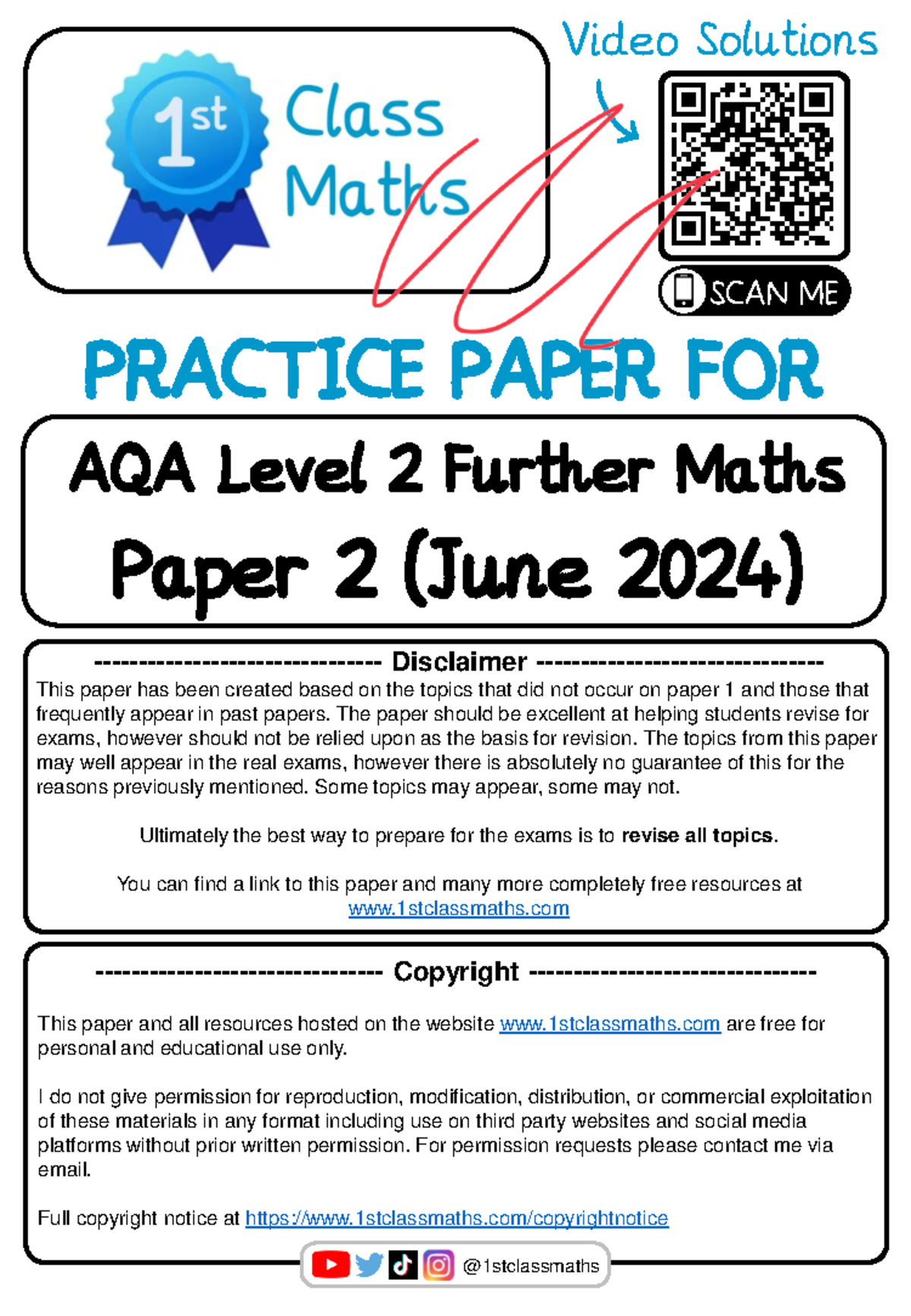 Paper 2 Complete 2 - Maths test on 1stclassmtans - Paper 2 (June 2024 ...