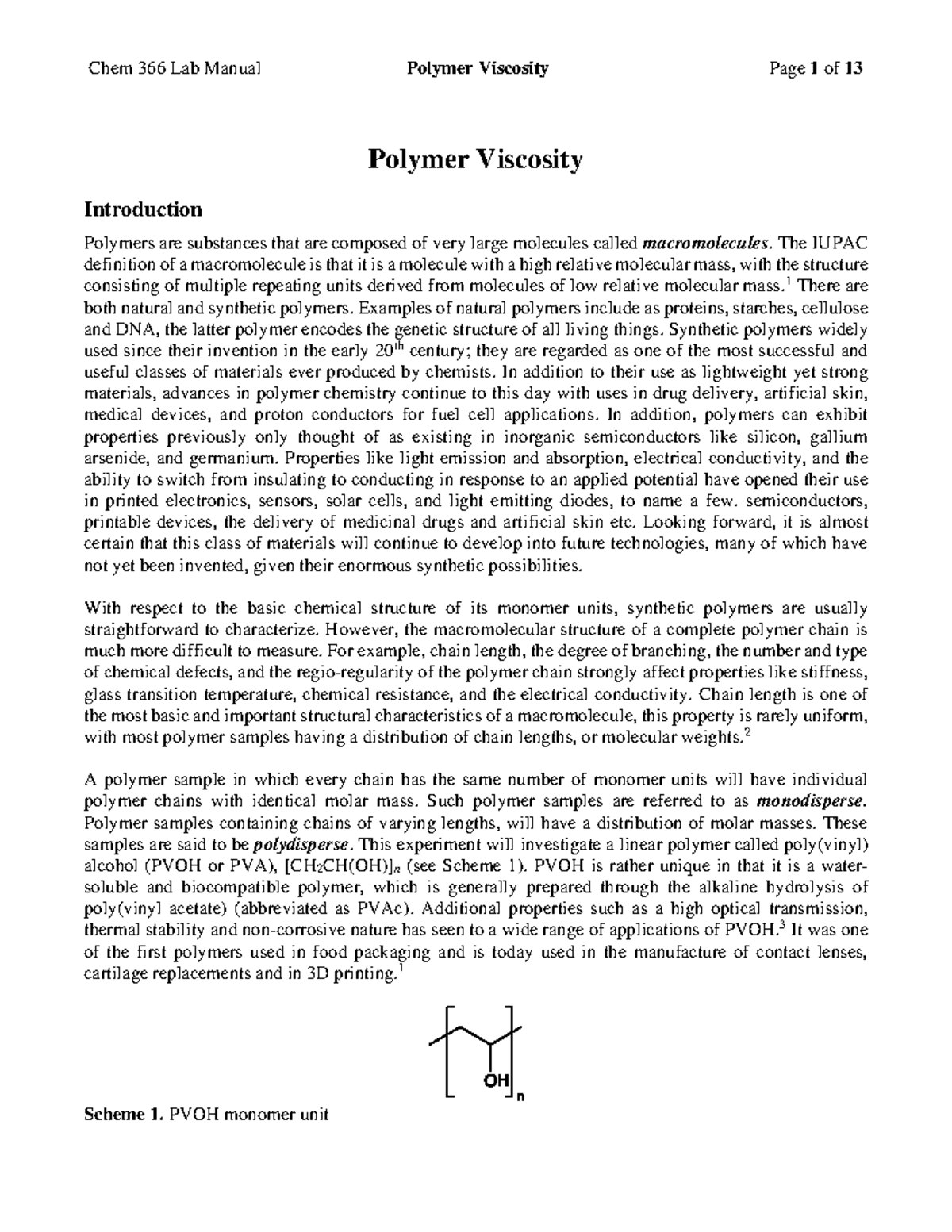 Viscosity - Polymer Viscosity Introduction Polymers are substances that ...