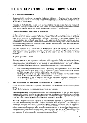 [Solved] When the King IV Report was released it was stated that ...