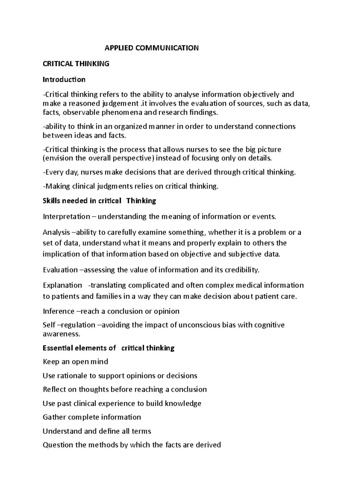 Applied Communication - community health nursing - KMTC - Studocu