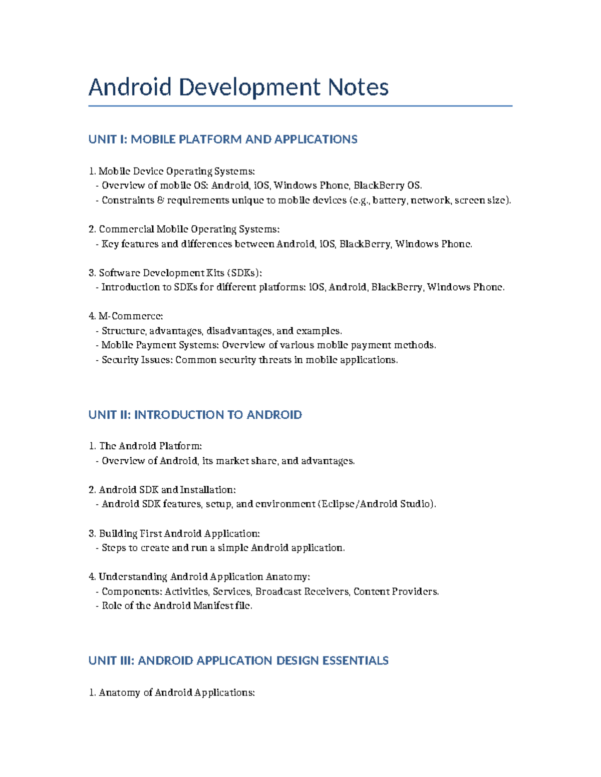 Android Development Notes - Mobile Device Operating Systems: - Overview ...