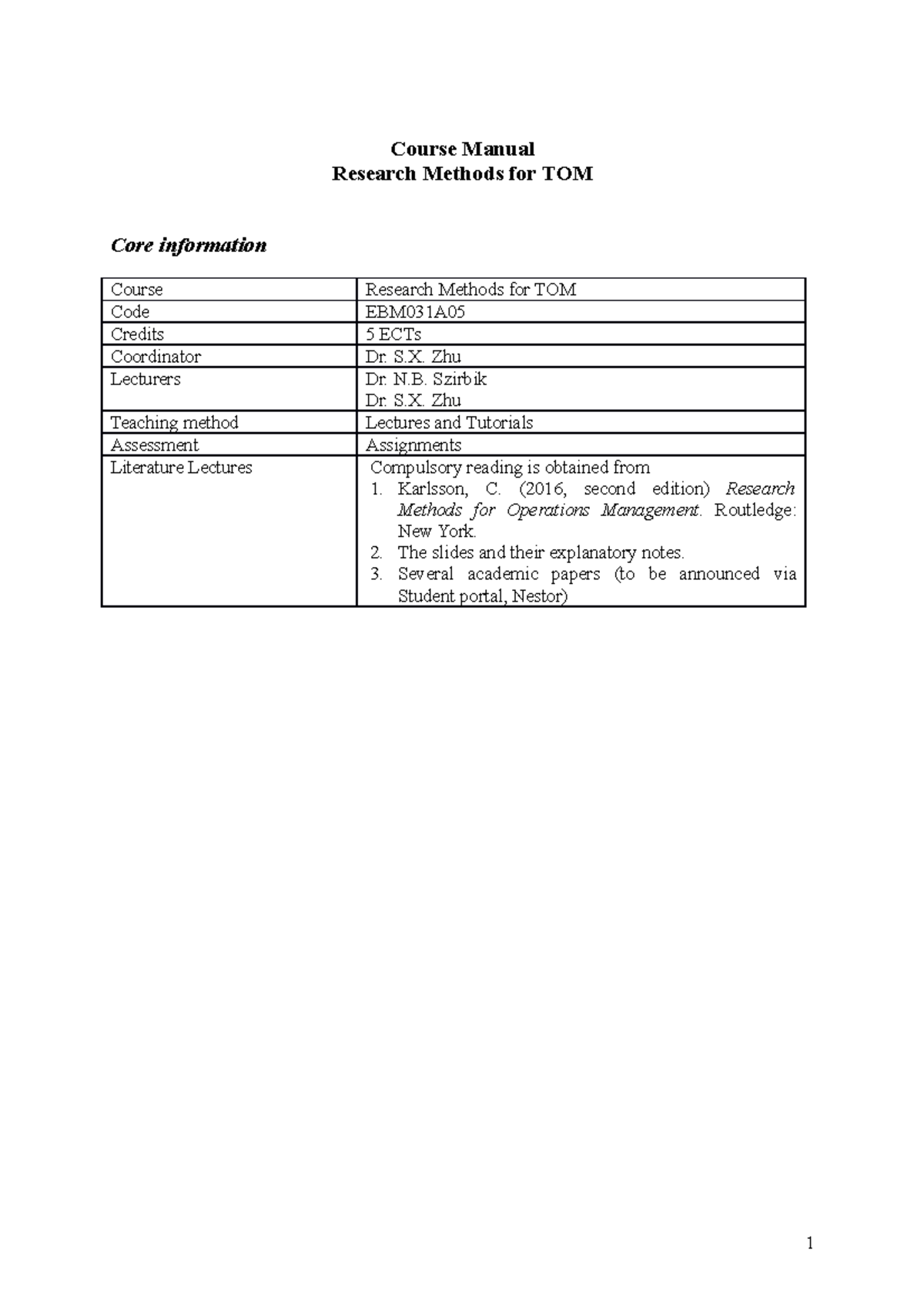 Course manual - Research Methods for TOM Block 2.1 - Course Manual ...